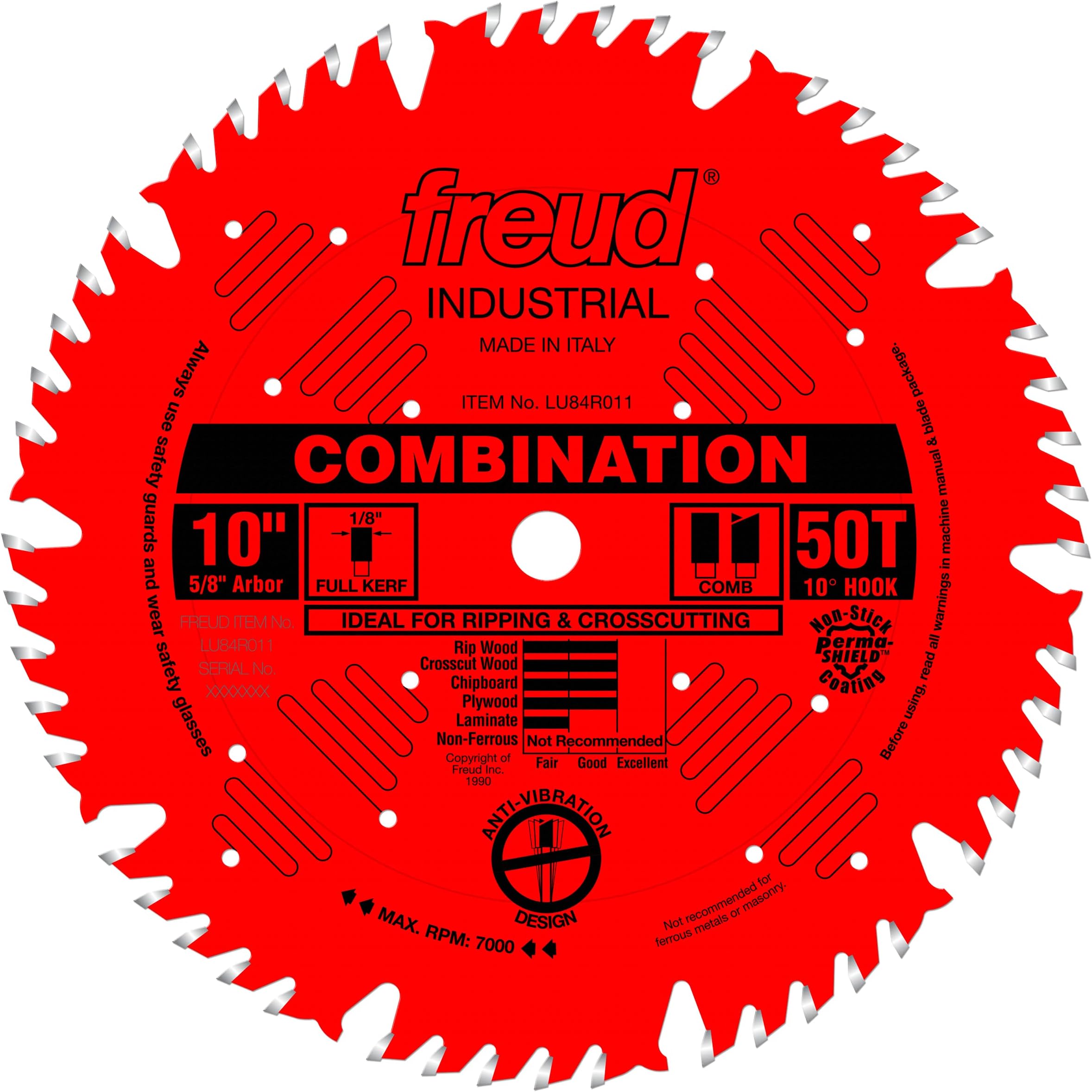 Freud LU84R011 10-Inch 50 Tooth ATB Combination Saw Blade with 5/8-Inch ...