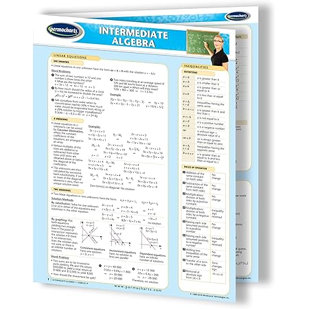 Amazon.com : Intermediate Algebra Guide - Math Quick Reference Guide by ...