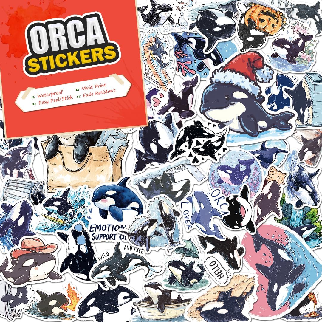 Amazon.com: 100 PCS Orca Stickers Pack – Waterproof Vinyl Decals for ...