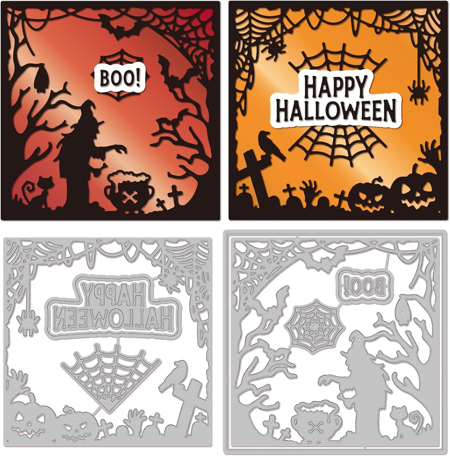 Amazon.com: BEUNITONE 6PCS Halloween Frame Cutting Dies Happy Halloween ...