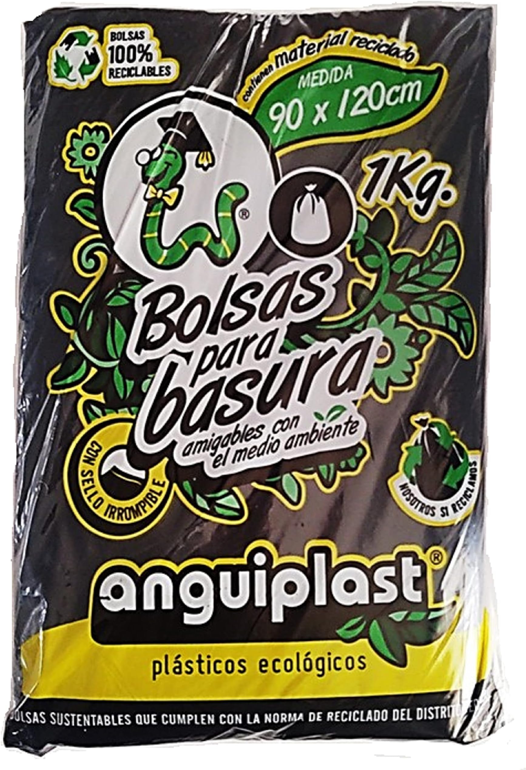 Anguiplast Bolsa de Basura Negra, Biodegradable, Ecológica 90 X 120 CM ...