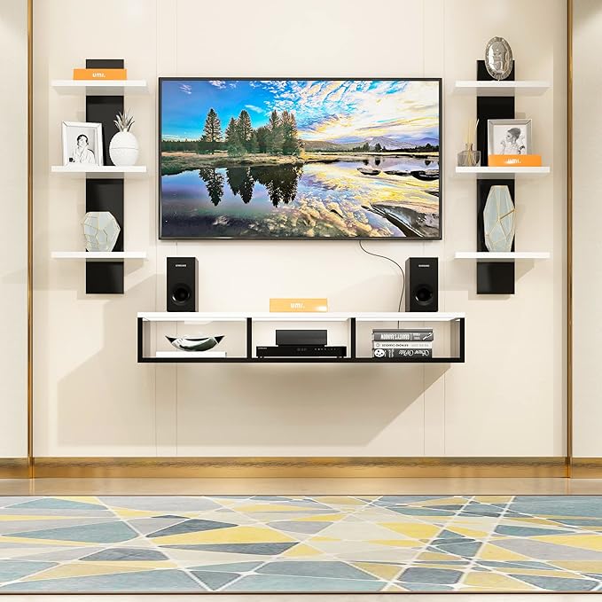 Amazon Brand - Umi Wooden Wall Mounted TV Unit, Cabinet, with TV Stand ...