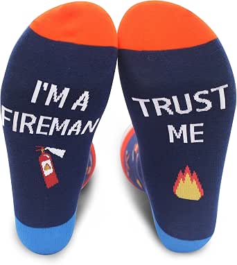 Amazon.com: ANYEMW Trust Me I’m A Fireman Socks - Birthday Christmas ...