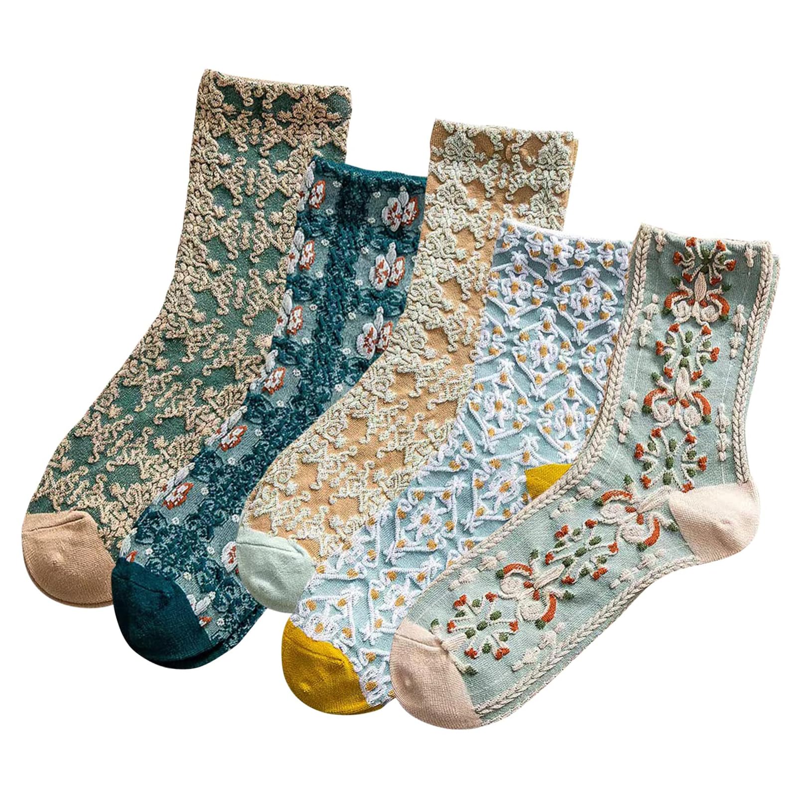 HAOXYO 5 Pcs Ladies Socks,Funky Socks,Novelty Socks,Floral Socks Women ...