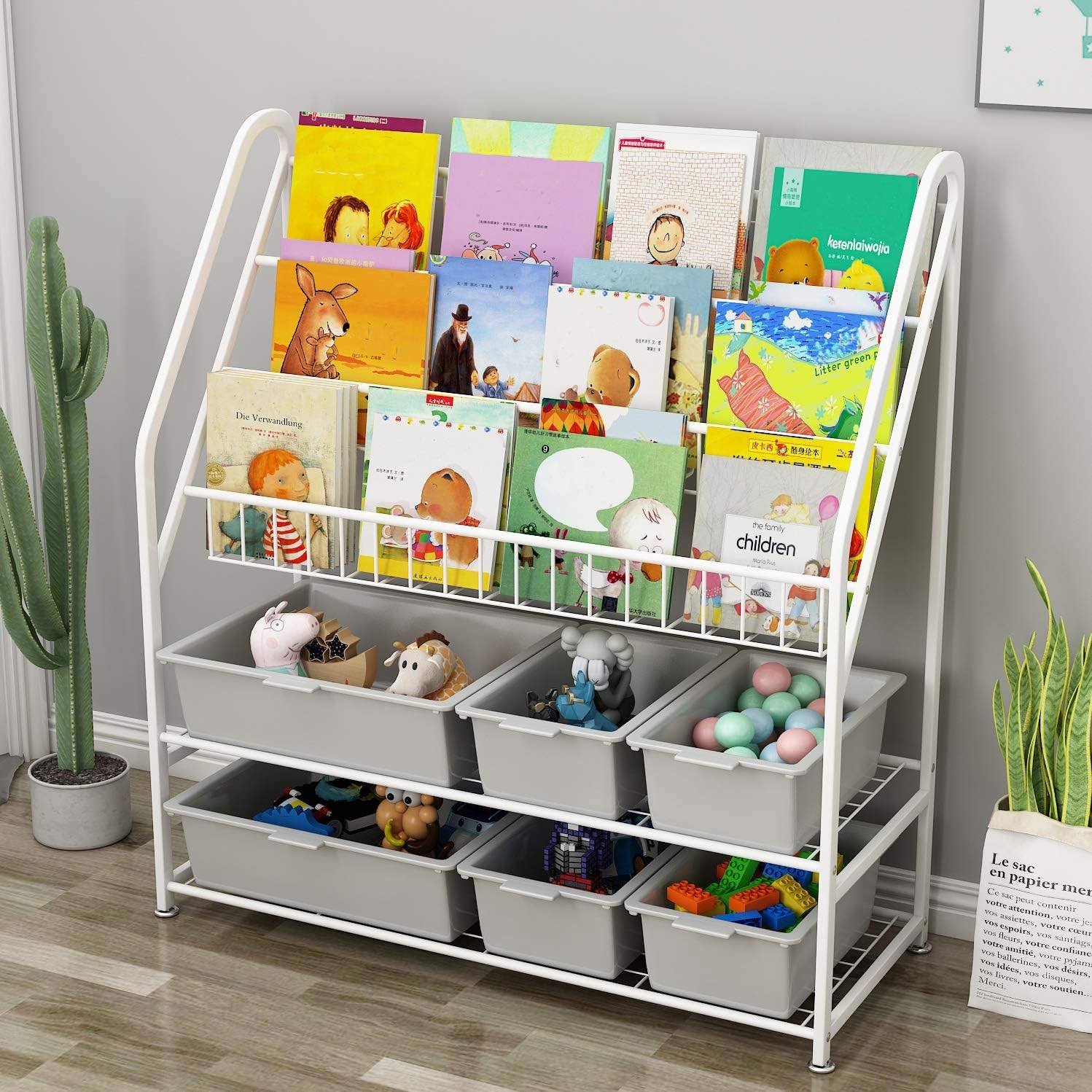 Oypla Childrens Organisation Crayon Bookcase Shelf Storage Rack Sling ...