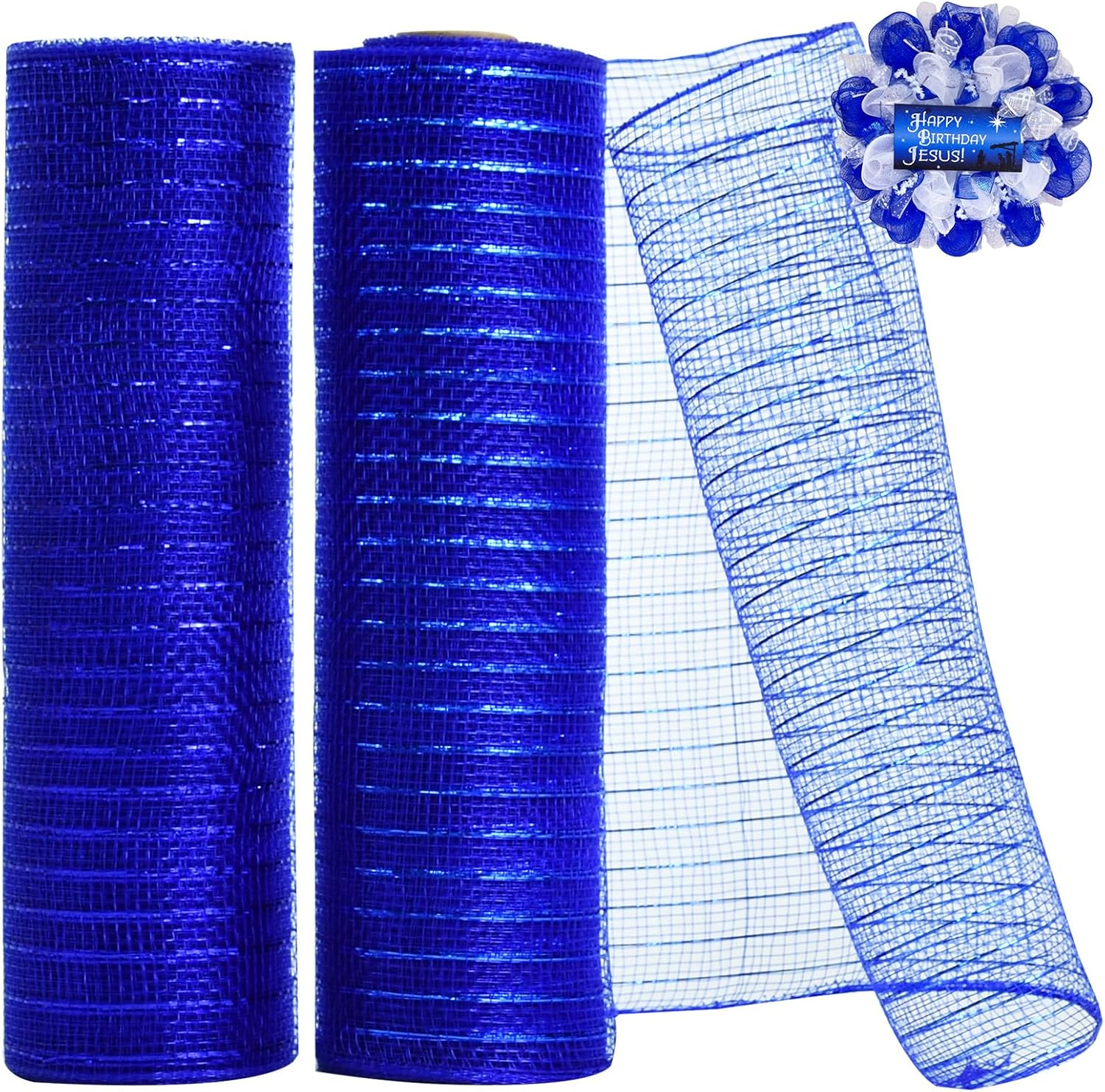 Amazon.com: TONIFUL 2 Rolls 10 Inch Blue Decorative Mesh Ribbbon Rolls ...