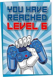 6th Birthday Card, You Have Reached Level 6, Greeting Card for Six Year ...