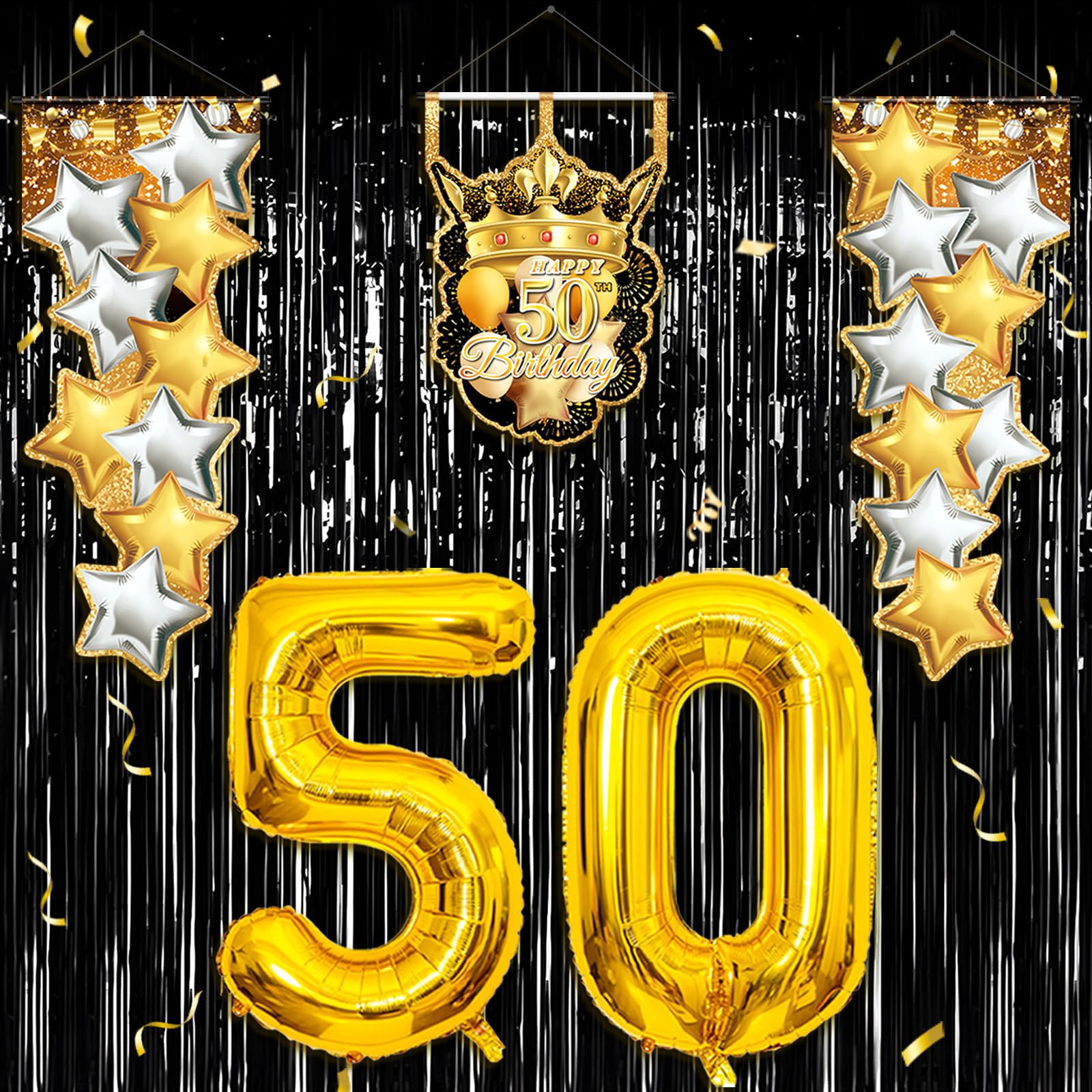 Amazon.com : PHXEY 50th Birthday Decoration for Men Women, Fabric 50th ...