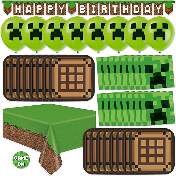 Amazon.com: Minecraft Birthday Decorations - Serves 16 | Party Supplies ...