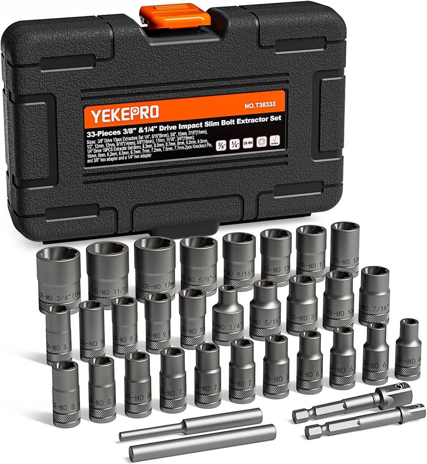 Amazon.com: YEKEPRO 33pcs Deep Well Bolt extractor set, 3/8" & 1/4 ...