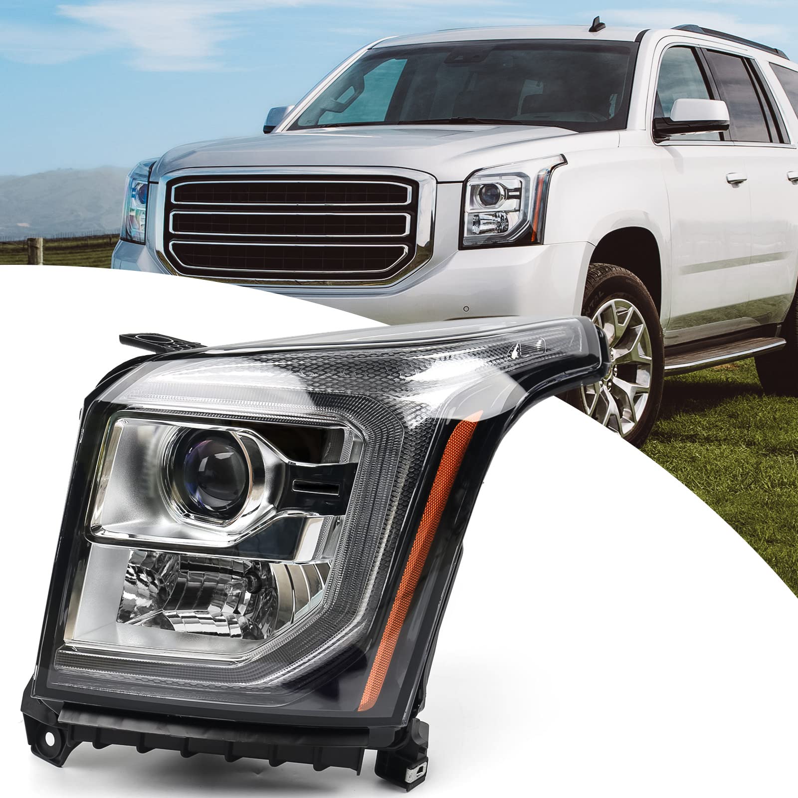 Amazon.com: FIONE - For GMC Yukon/Yukon XL Headlight Assembly 2015-2020 ...