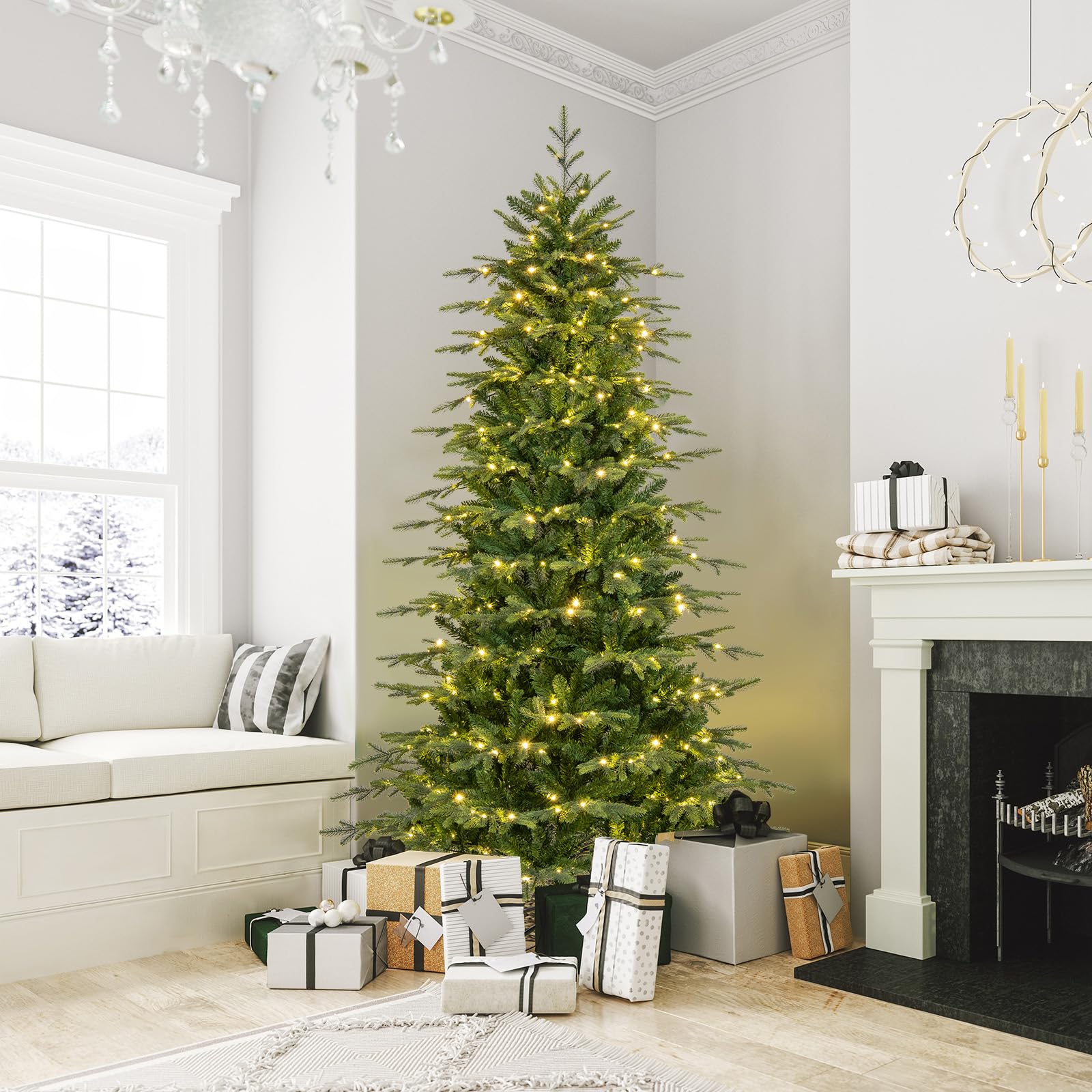 Amazon.com: CLEEMAN 7.5ft Pre-lit Christmas Tree, Hinged Holiday ...