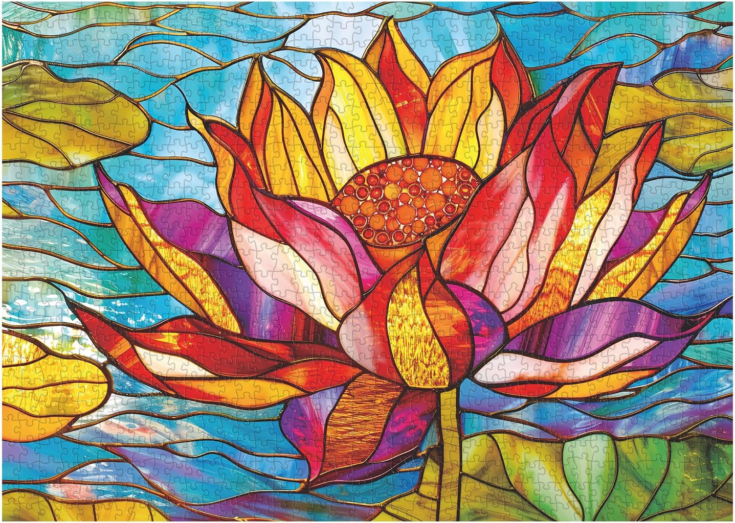 Amazon.com: Stained Glass Flower Puzzles for Adults 1000 Pieces ...