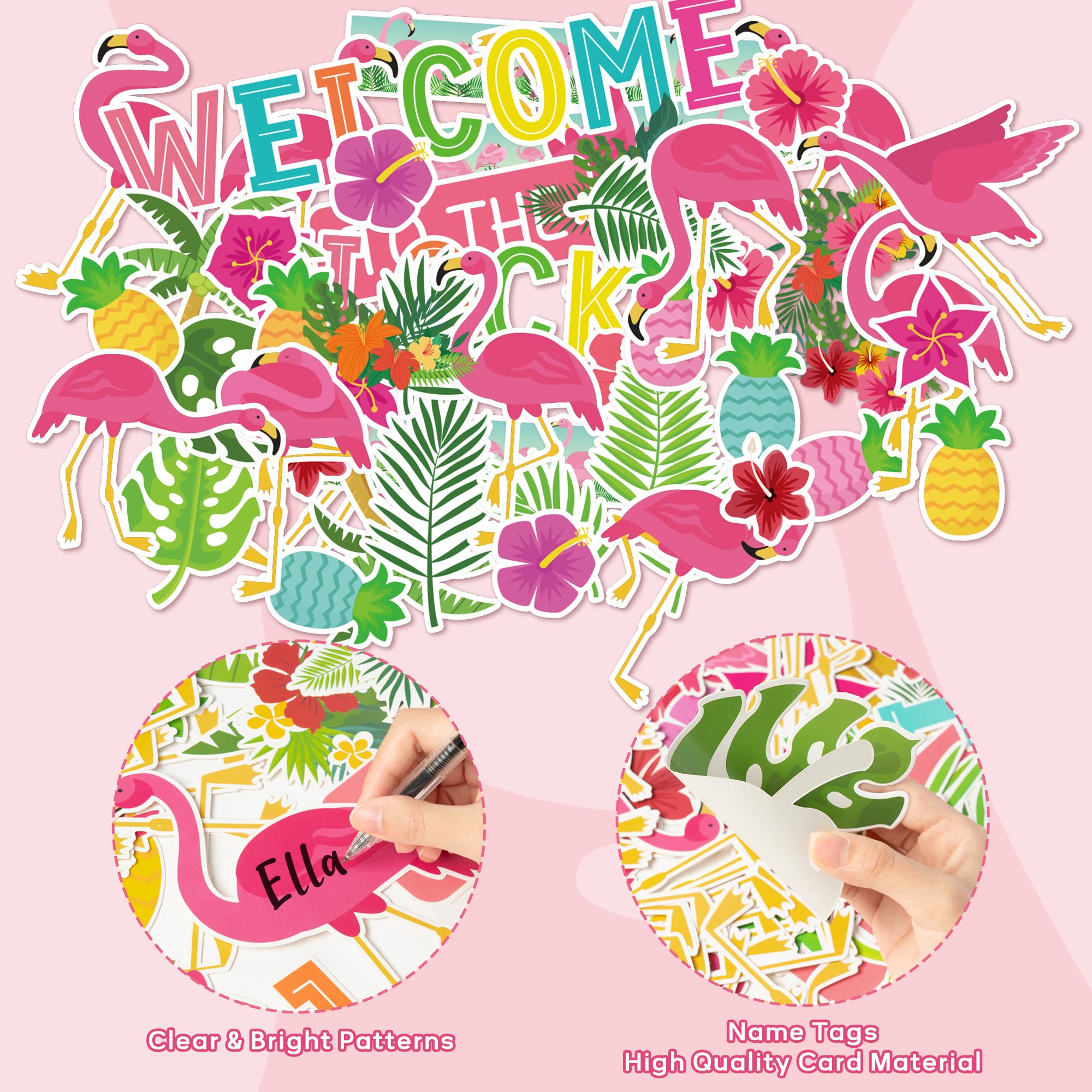 Snapklik.com : AsodSway 144Pcs Summer Flamingo Cutouts Student Back To ...