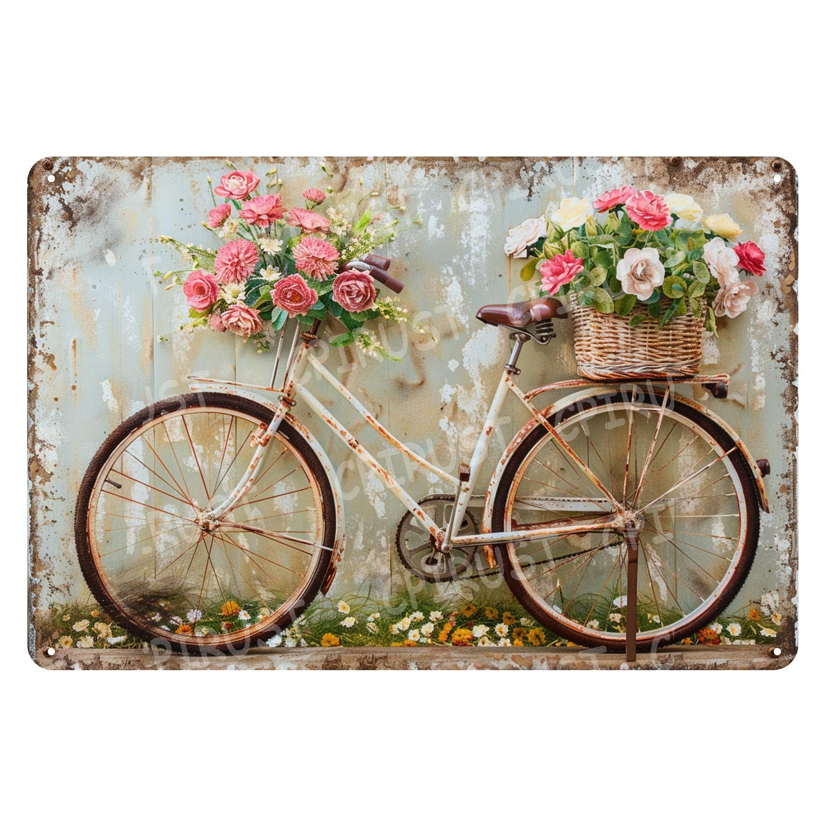 Amazon.com: Cpirust Vintage Metal Signs Flowers Bike Tin Sign Wall ...