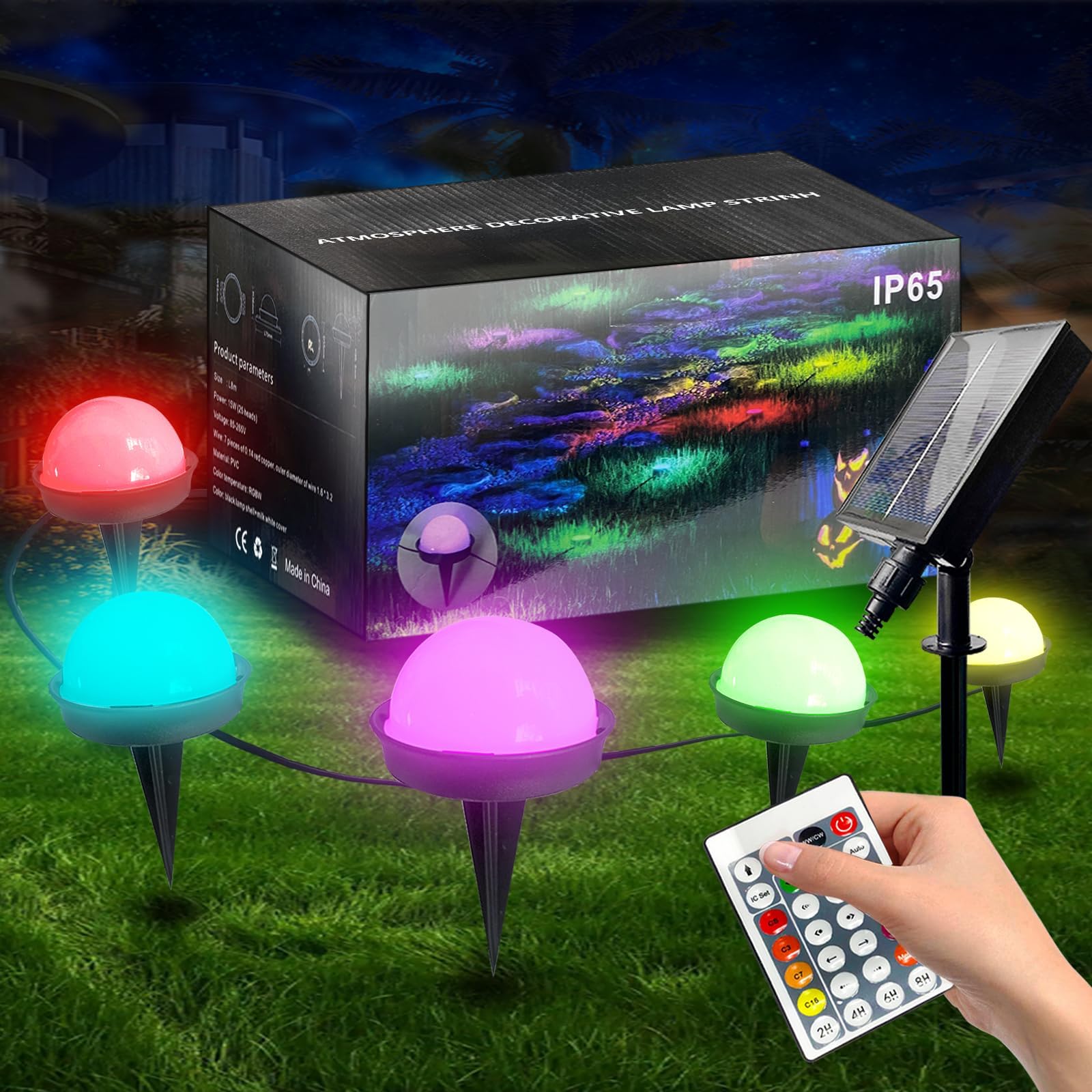 Solar Light Outdoor Garden, 25pcs RGB Ground Pathway Lights with Remote ...