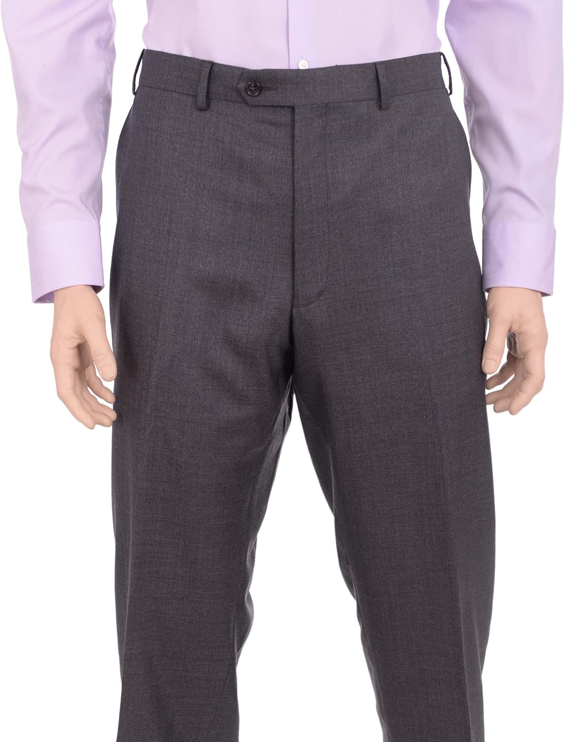 Shaquille Oneal Collection Regular Fit Gray Stepweave Flat Front Wool ...