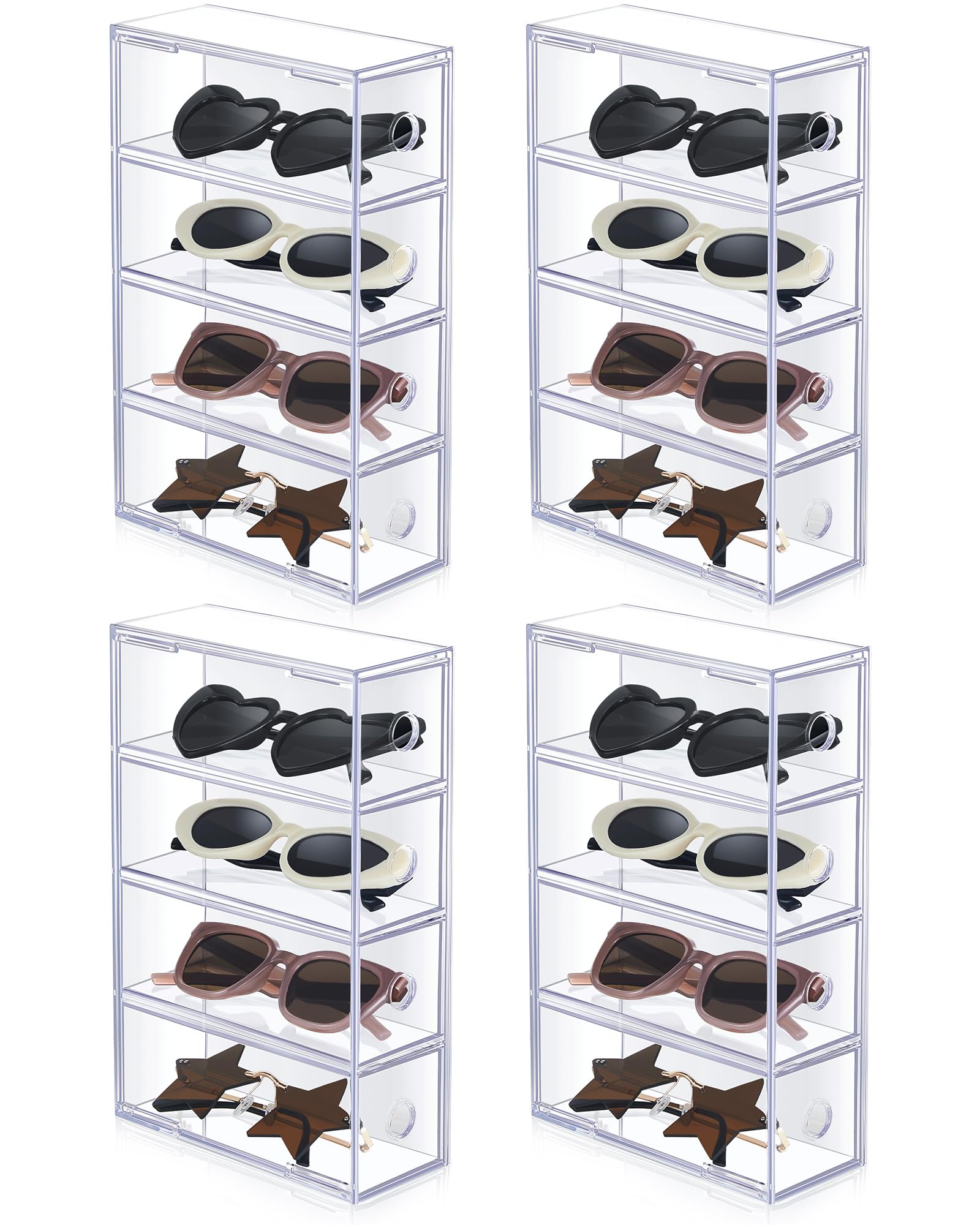 Amazon.com: Sintuff 4 Pack Acrylic Sunglass Organizer with 4 Drawers ...