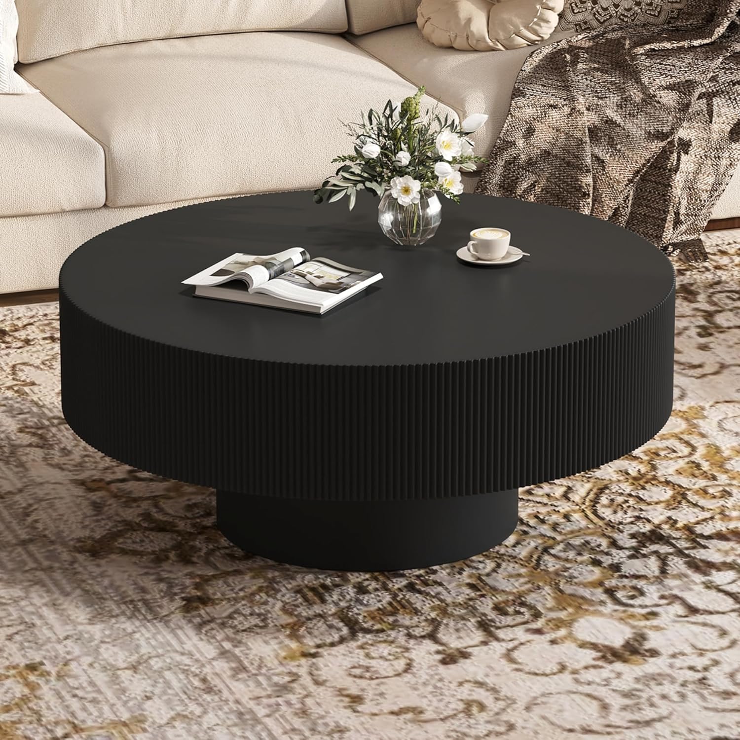 Amazon.com: Merax Modern 35.4 Inch Round Large Coffee Table with Sturdy ...