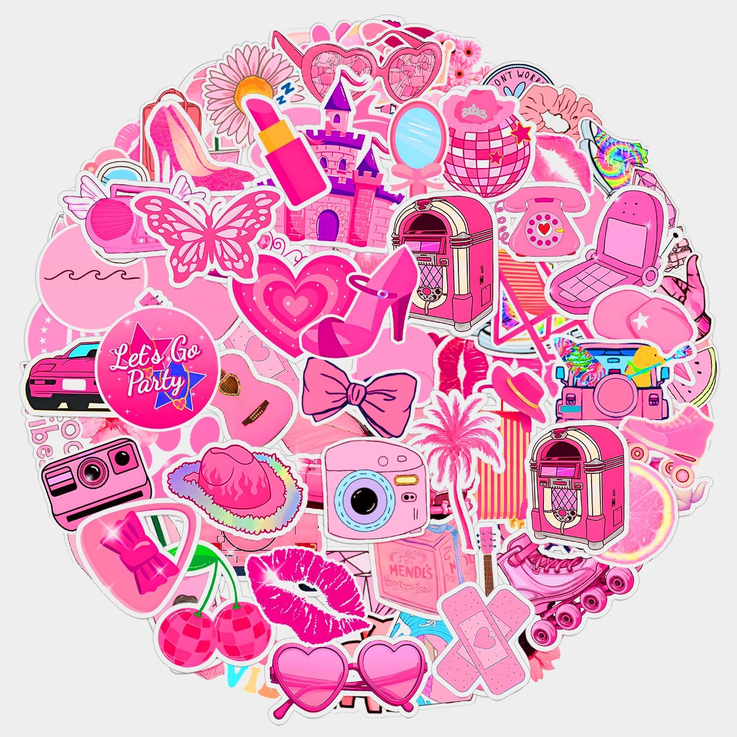 Amazon.com: 100 PCS Hot Pink Princess Stickers, Princess Party Favors ...