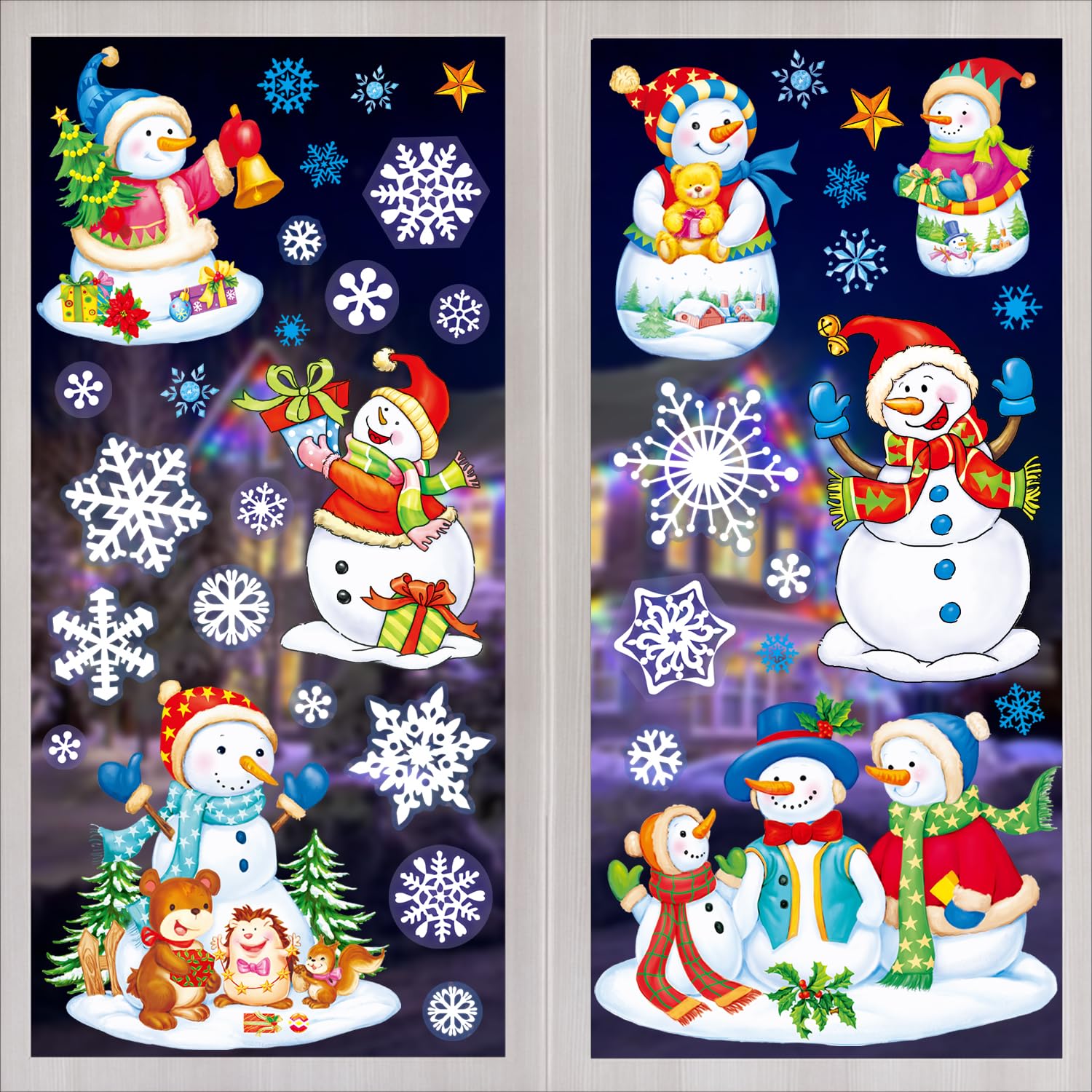Amazon.com: Suponar Snowman Window Clings, Christmas Window Clings for ...