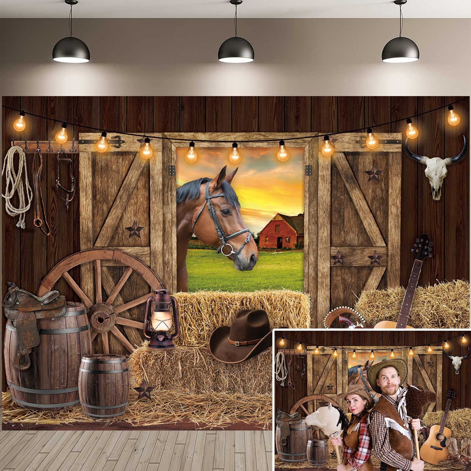 Amazon.com : Western Cowboy Backdrop West Rustic Wooden House Farm Barn ...