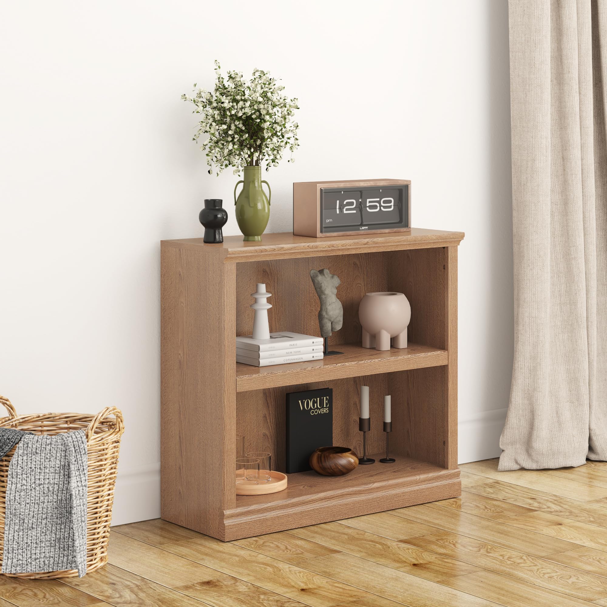 Amazon.com: Bevfint Bookcase, 2 Tiers S Bookshelf Open Storage ...
