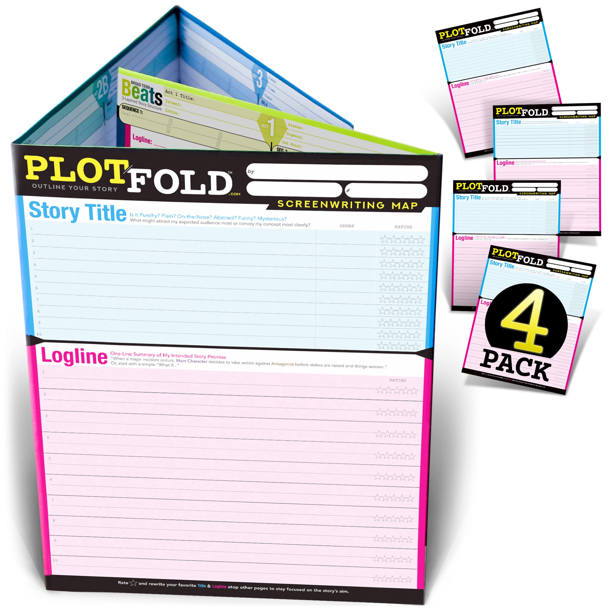Snapklik.com : (4-Pack) PlotFold Screenwriting Map: Plan, Organize And ...