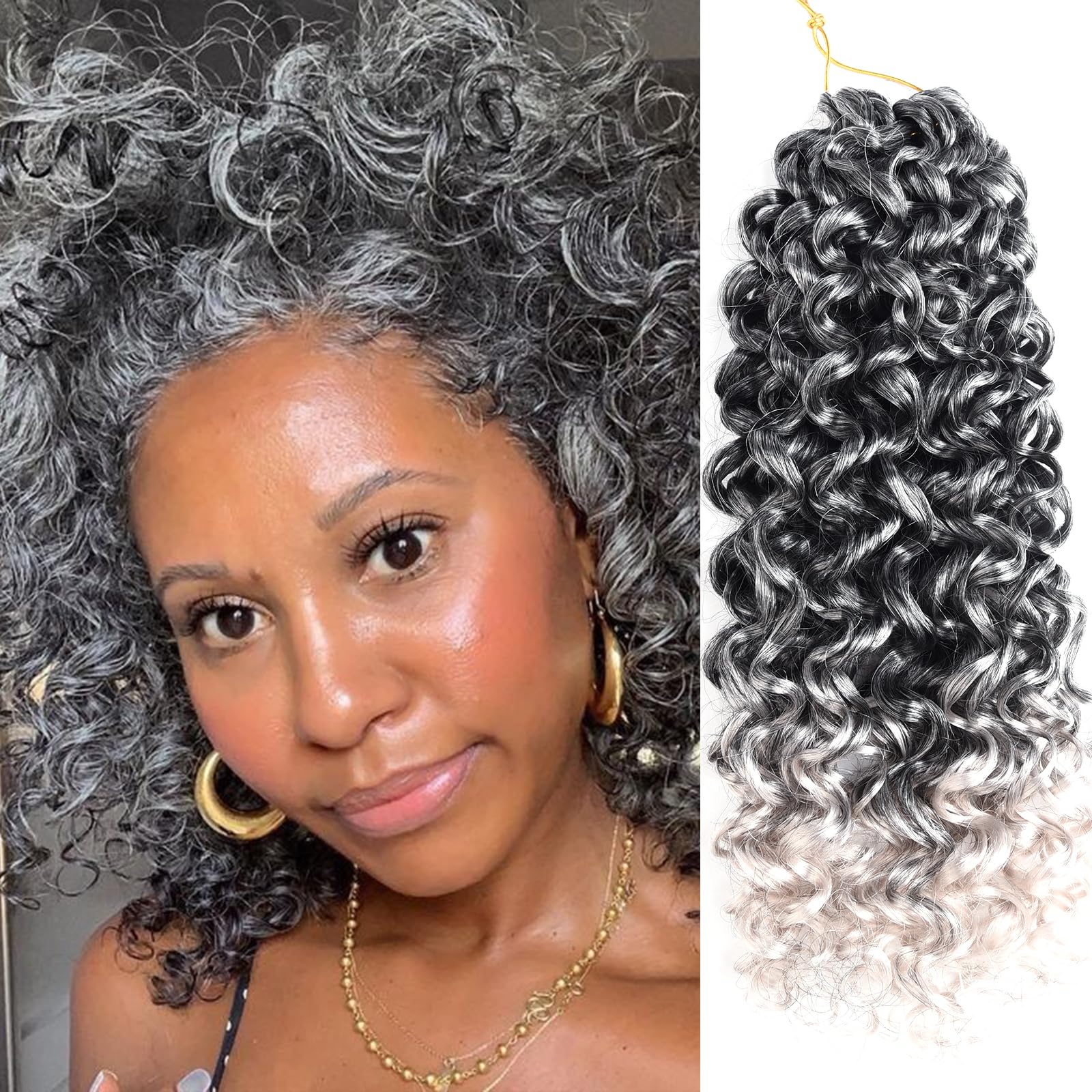 Amazon.com : Silke Grey Curly Gogo Curl Ocean Wave Crochet Braids Hair ...