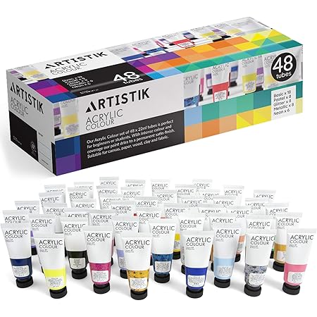 Amazon.com: Acrylic Paint Set - 48 Piece Set (48 x 22ml) Tubes in Rich ...