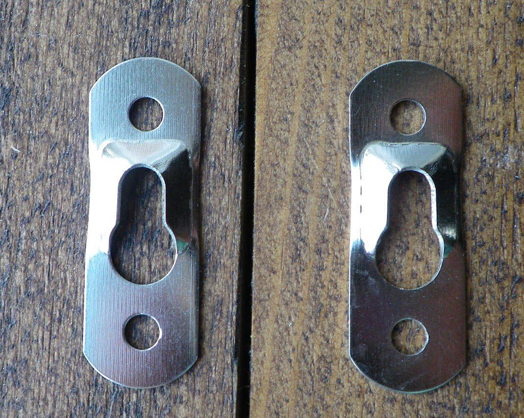 Pack of 4 Keyhole Hanging Brackets, Picture etc Silver Finish c/w ...