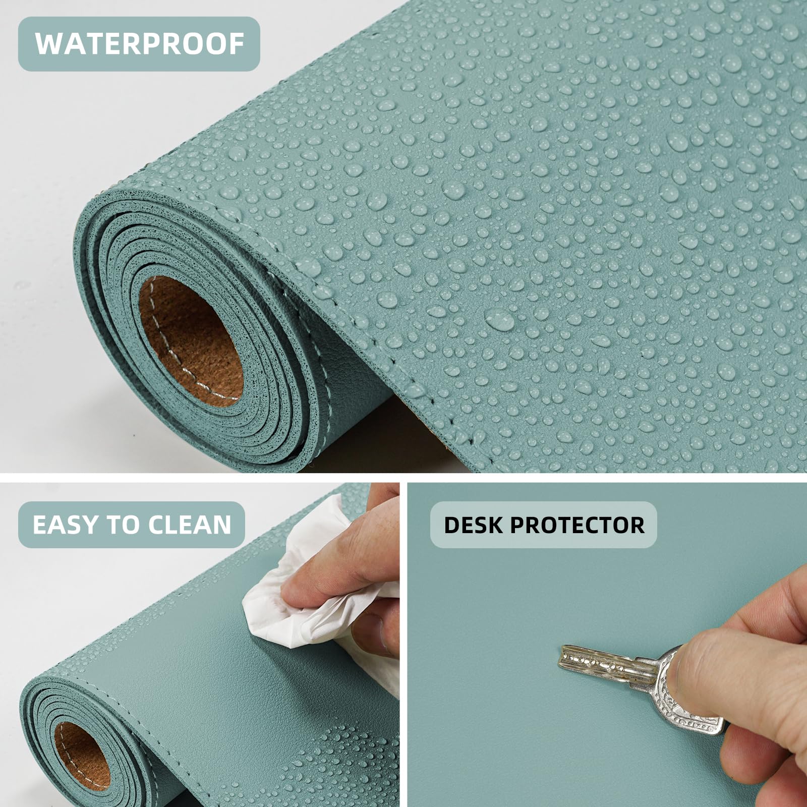 Leather Desk pad Protector, Large Desk mat with Natural Cork & PU ...