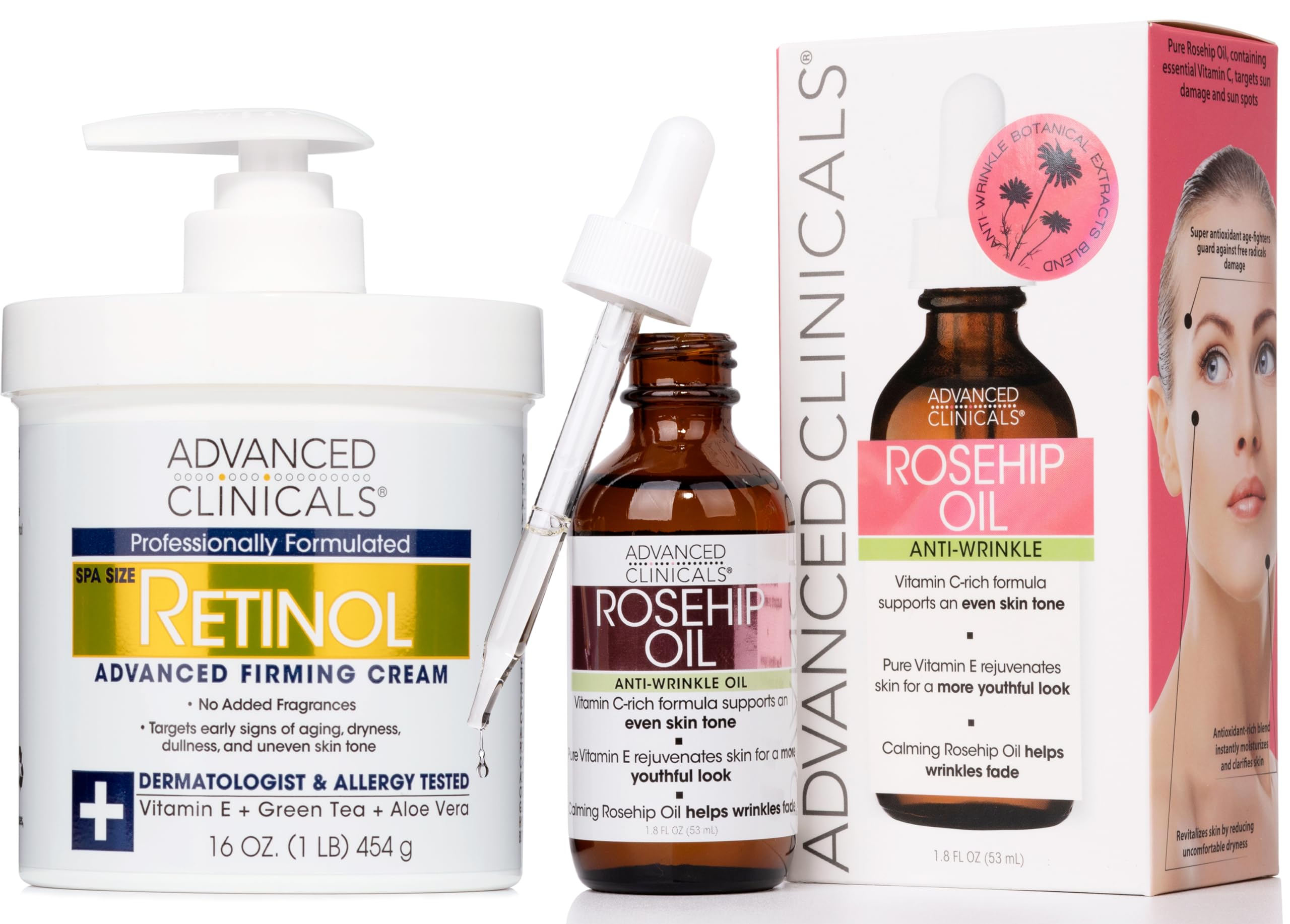 Amazon.com: Advanced Clinicals Retinol Firming Cream + Rosehip Oil Anti ...