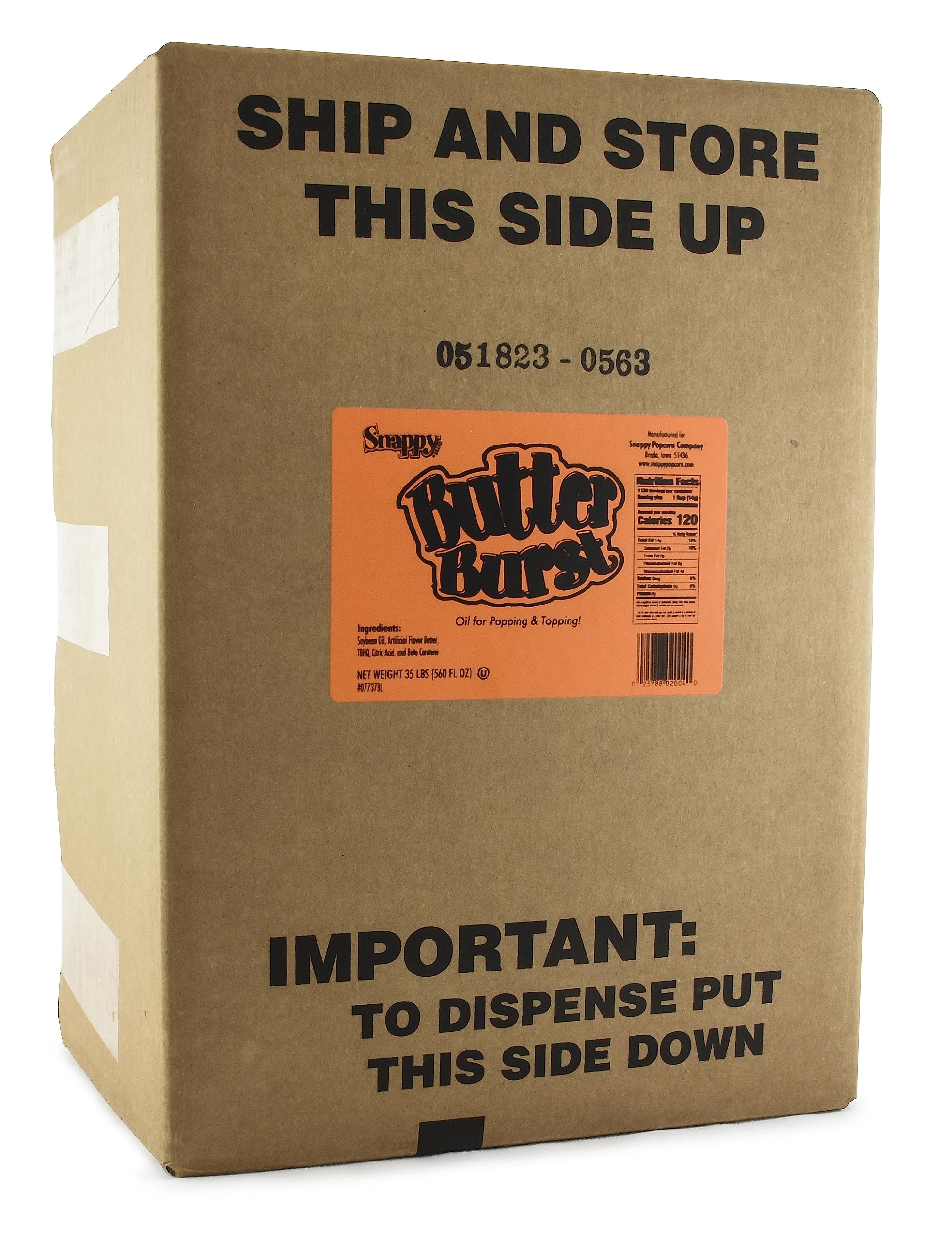 Amazon.com: Snappy Butter Burst Popcorn Oil, Bag-N-Box, 35 lbs