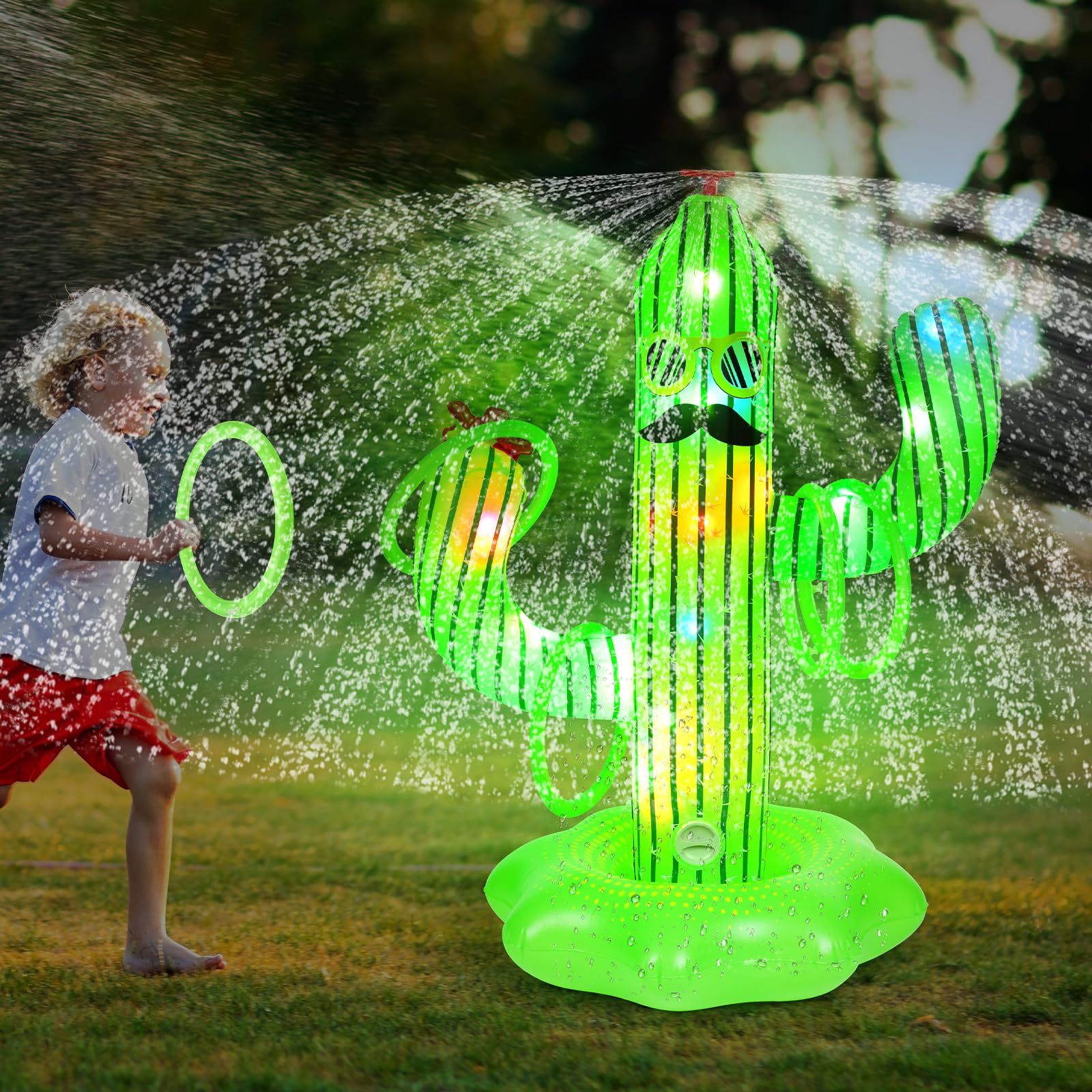 ShinyRelief Light up Inflatable Sprinkler for Kids Inflatable Cactus ...