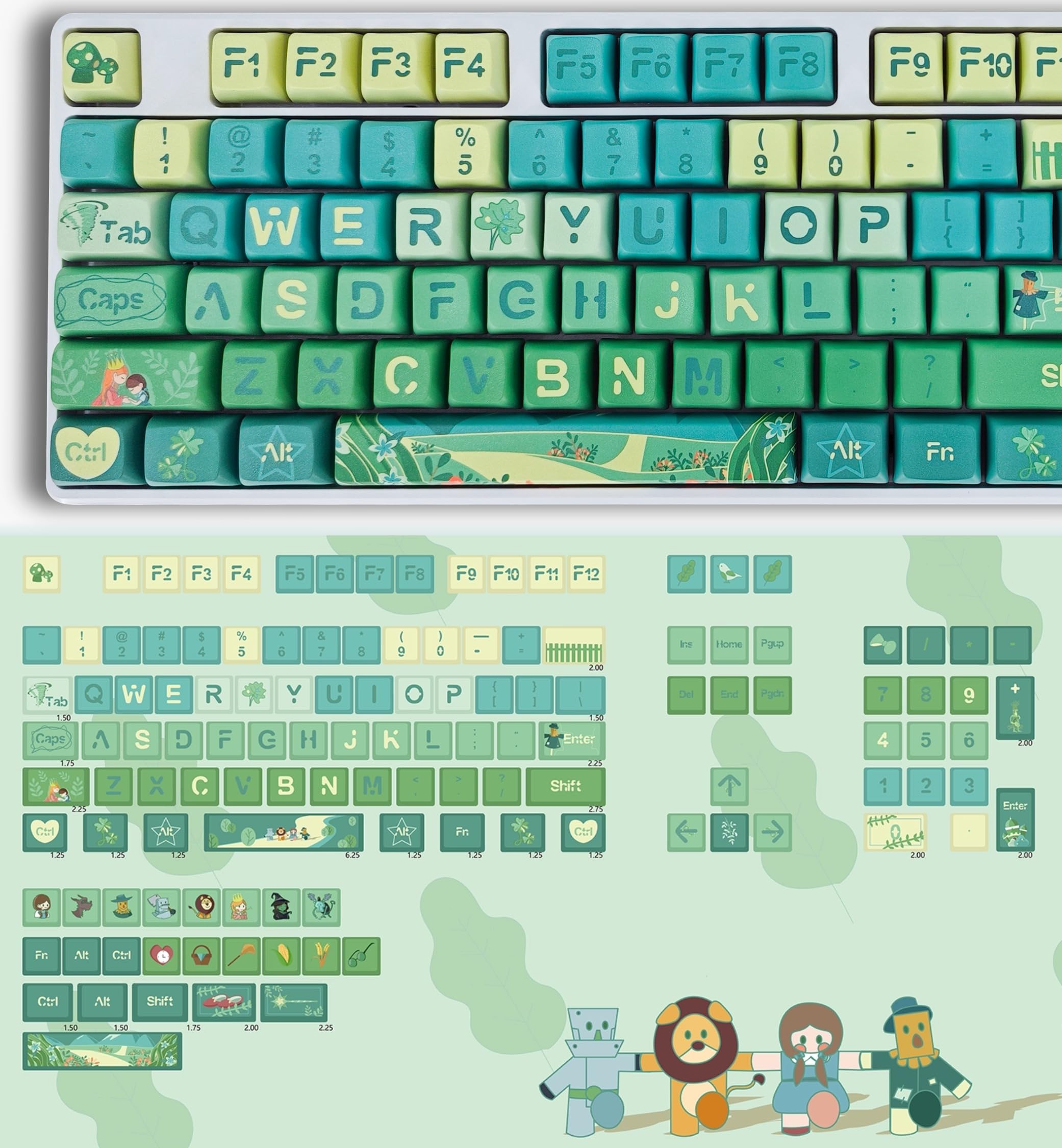 Amazon.com: Wizard of Oz Green XDA Profile Keycaps for Mechanical ...