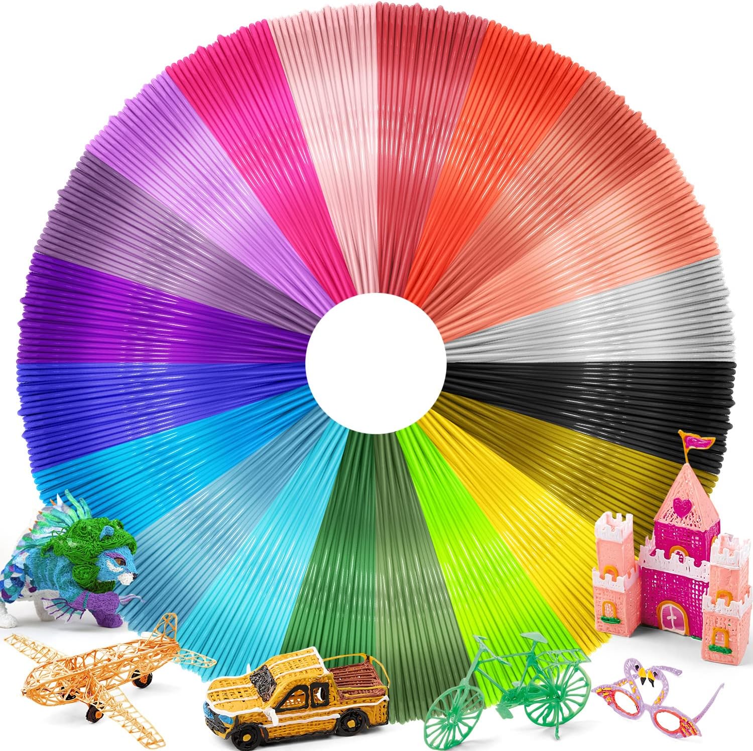 3D Pen PLA Filament Refills - Wiseten 20 Colors 3D Printing Pen ...