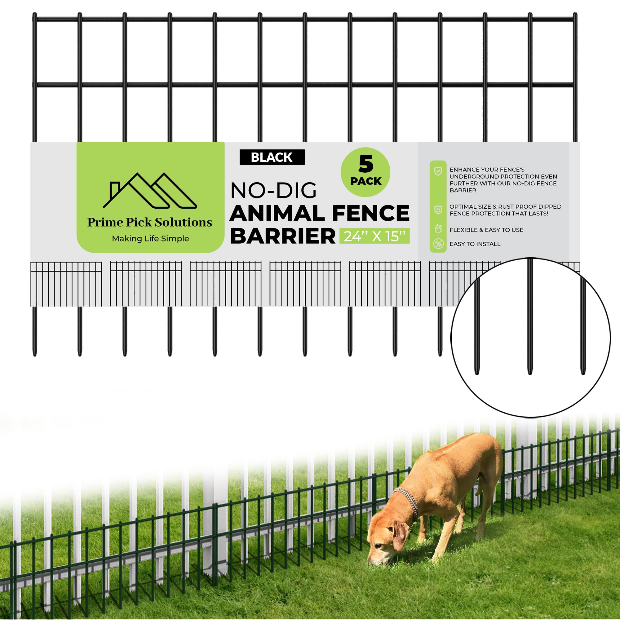 Dog Digging Fence Barrier, Animal Barrier Fence, 5 Fence Panels - Black ...