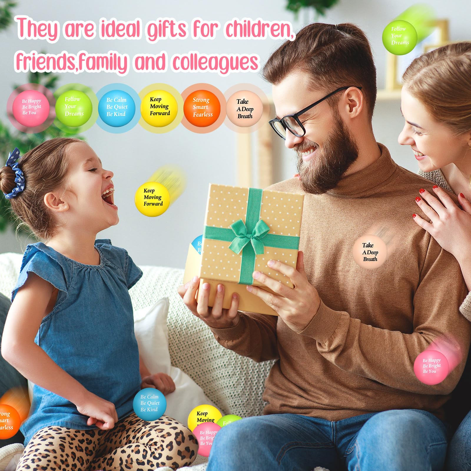 Jenaai 100 Pcs Stress Balls Motivational Anxiety Stress Relief Ball ...