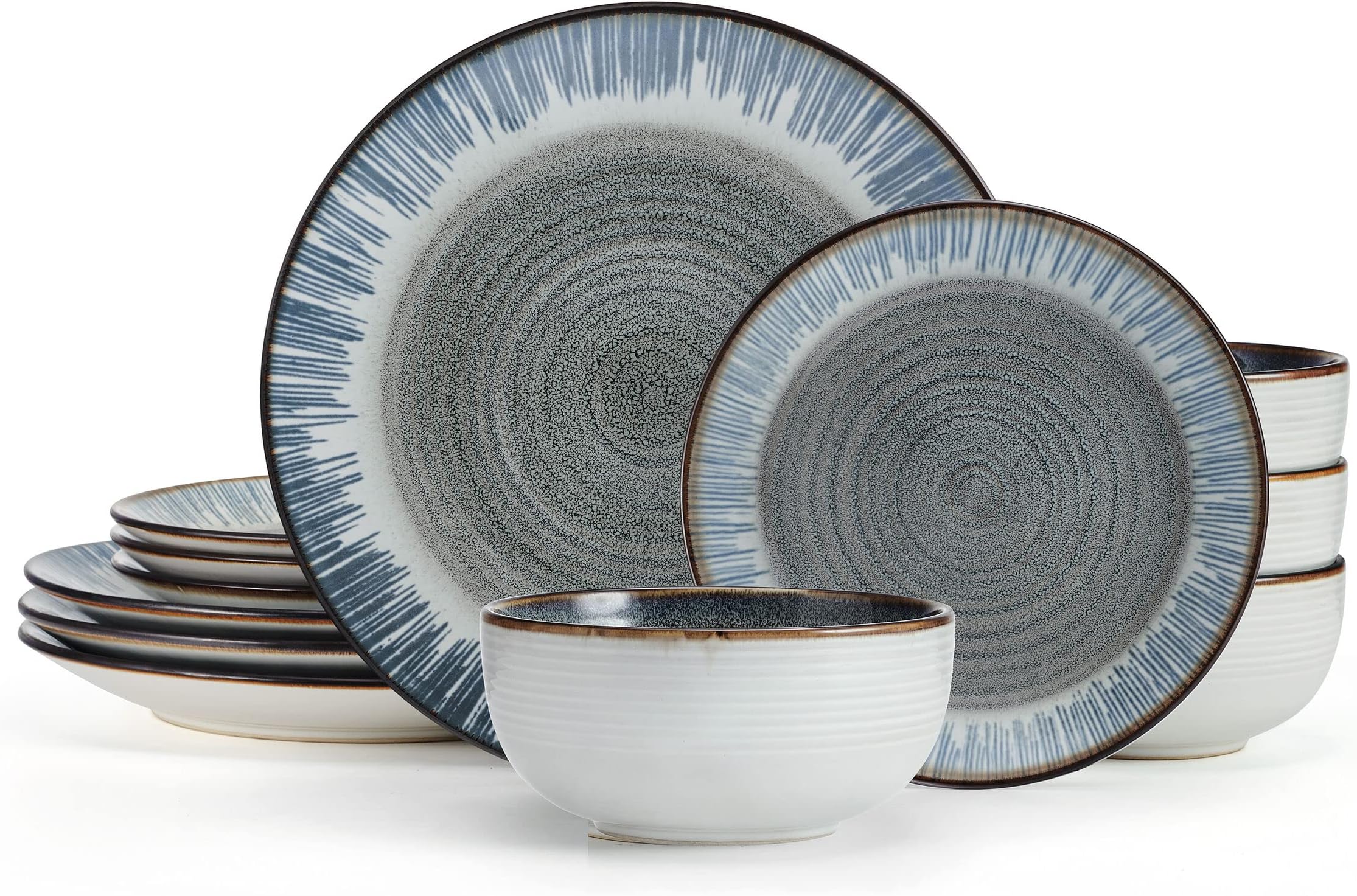 Amazon.com | Gibson Elite Matisse 16 Piece Double Bowl Dinnerware Set ...