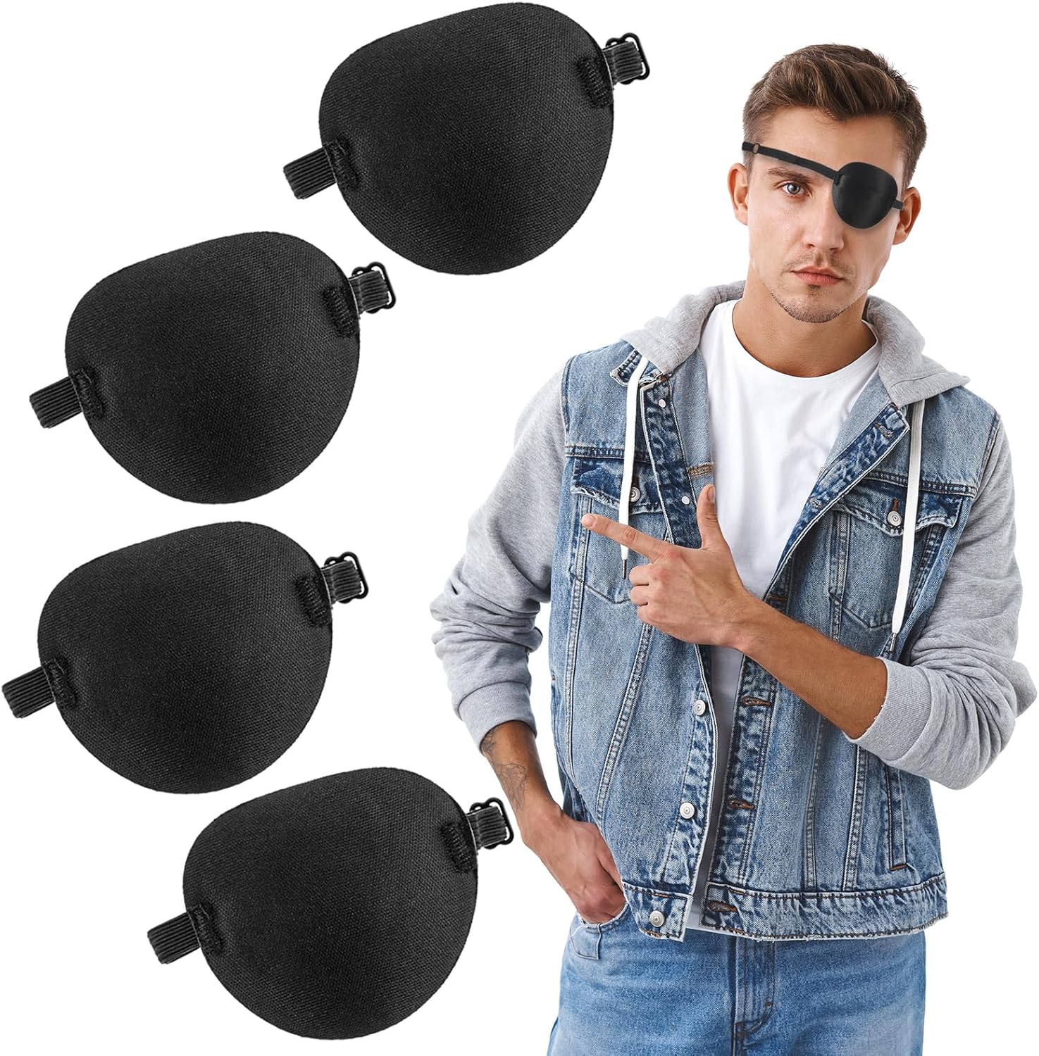 Amazon.com: JJUNW 2Pcs Black Eye Patches for Adults, Adjustable Eye ...