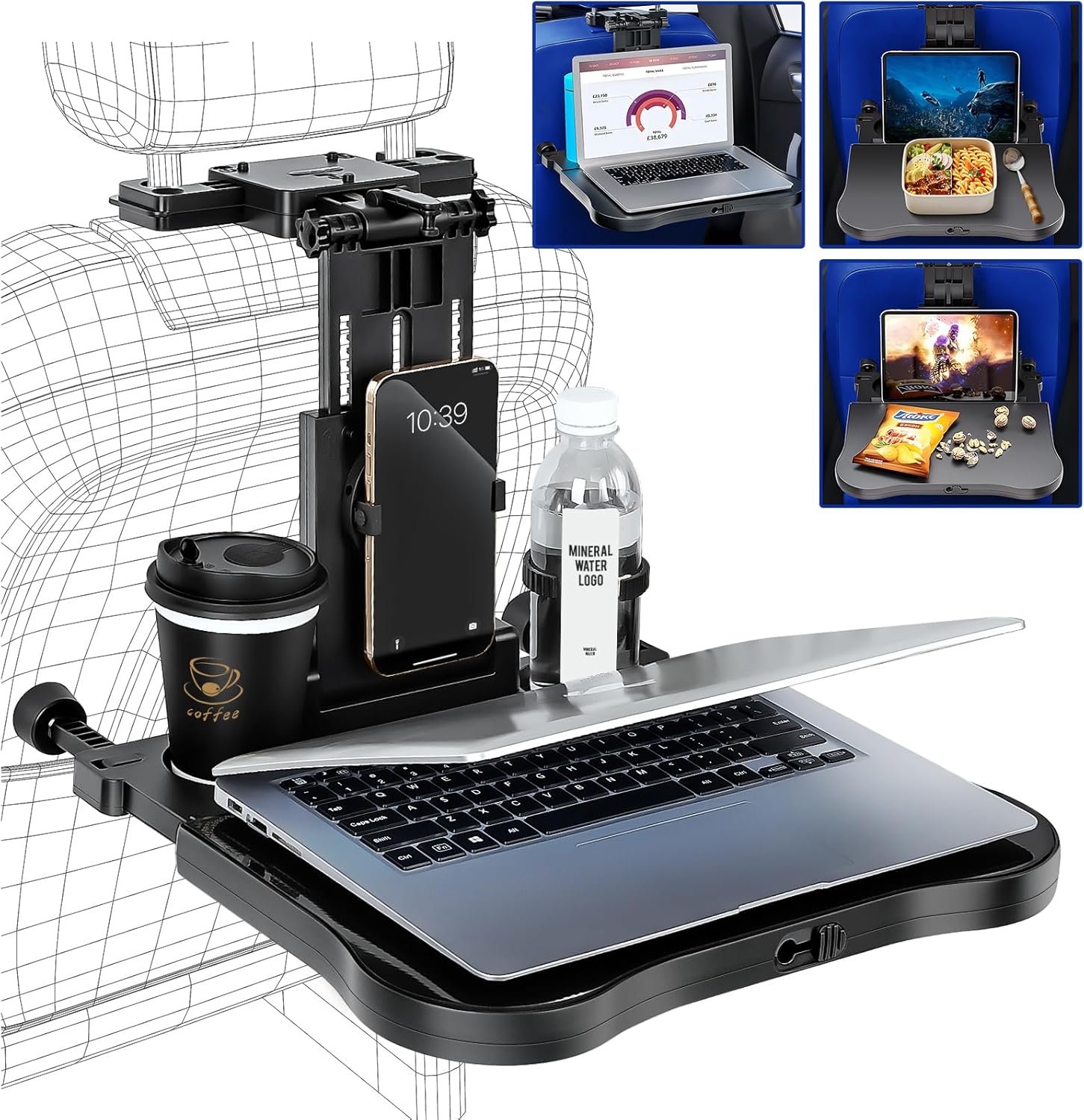 Amazon.com: zorunowa Car Back Seat Tray Table-Stable Auto Backseat Food ...