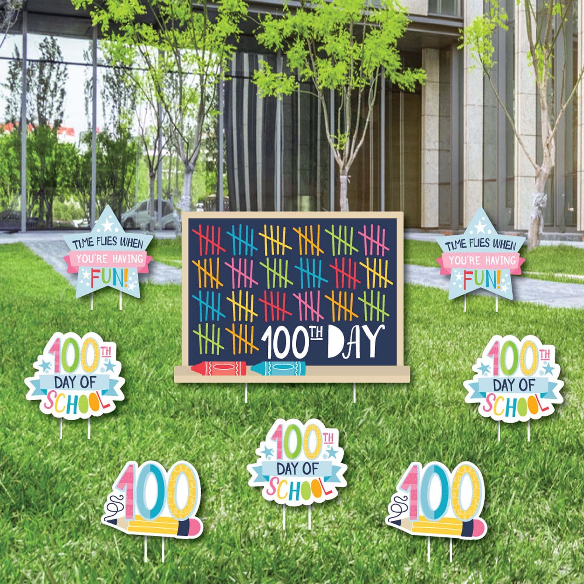 Amazon.com : Big Dot of Happiness Happy 100th Day of School - Yard Sign ...