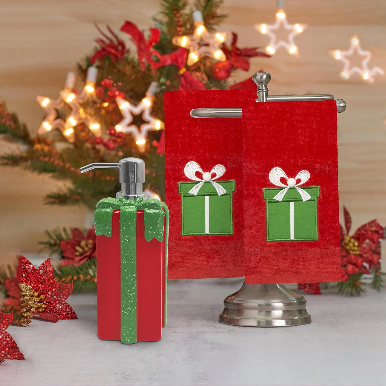 Amazon.com: Indecor Home Christmas Resin Soap Pump Dispenser and Hand ...