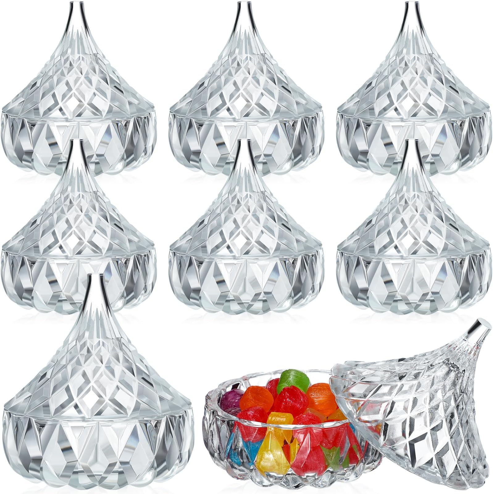 Amazon.com | Sungmor 4pcs Vintage Embossed Glass Candy Storage Jars w ...