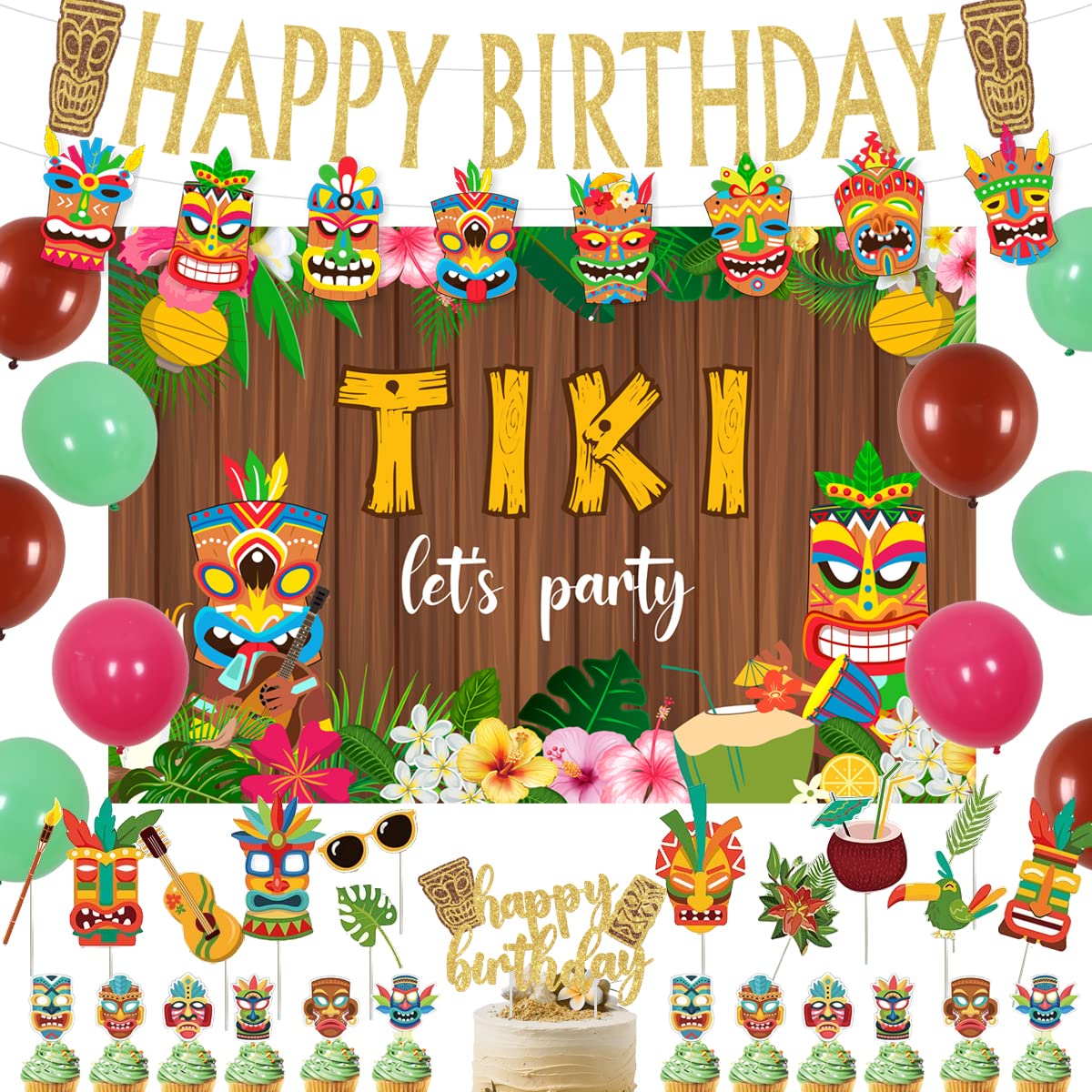 Tiki Birthday Party Decorations Tiki Backdrop Tiki Theme Party Supplies ...