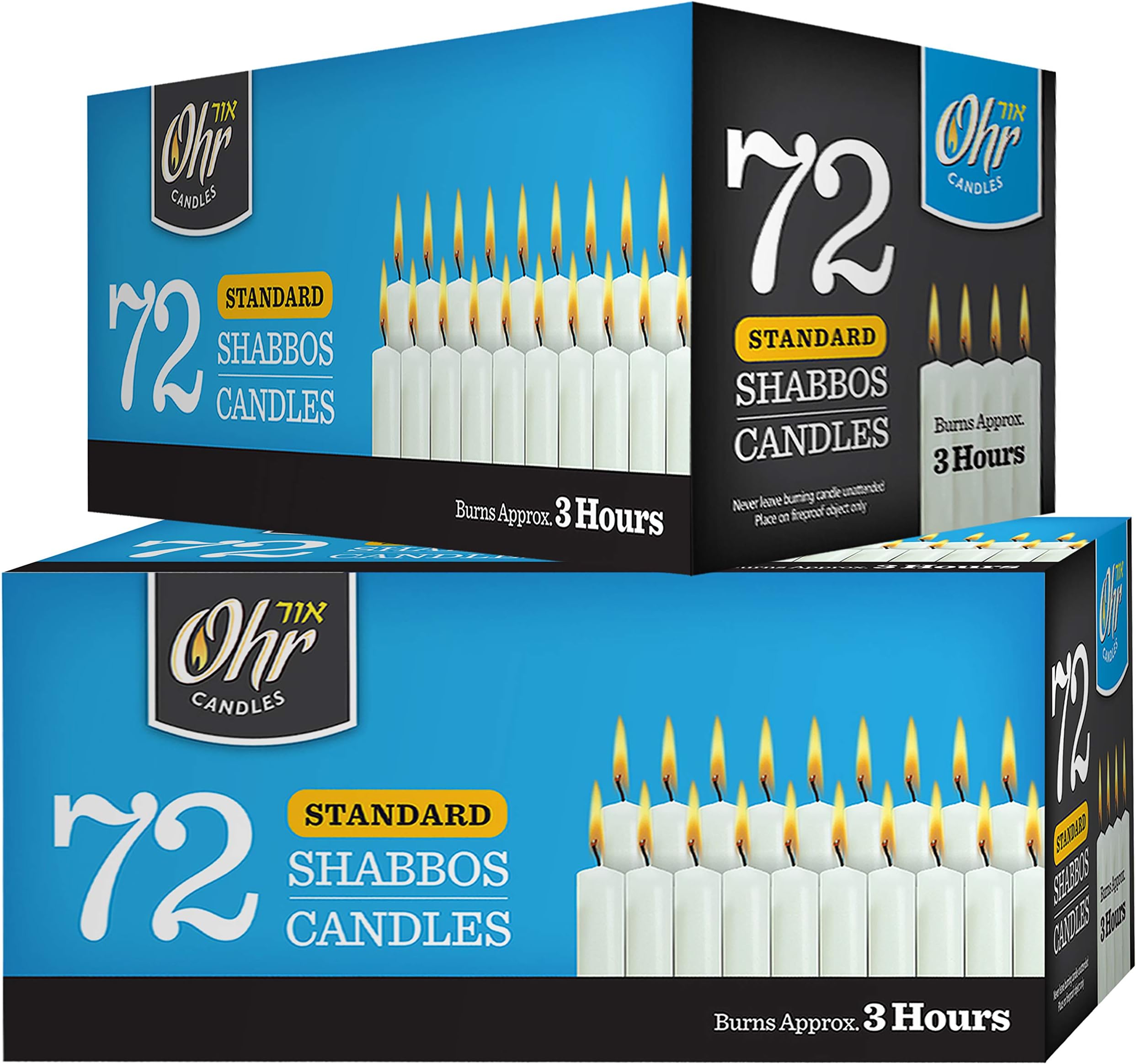 Amazon.com: Shabbat Candles - Traditional Shabbos Candles - 3 Hour - 72 ...