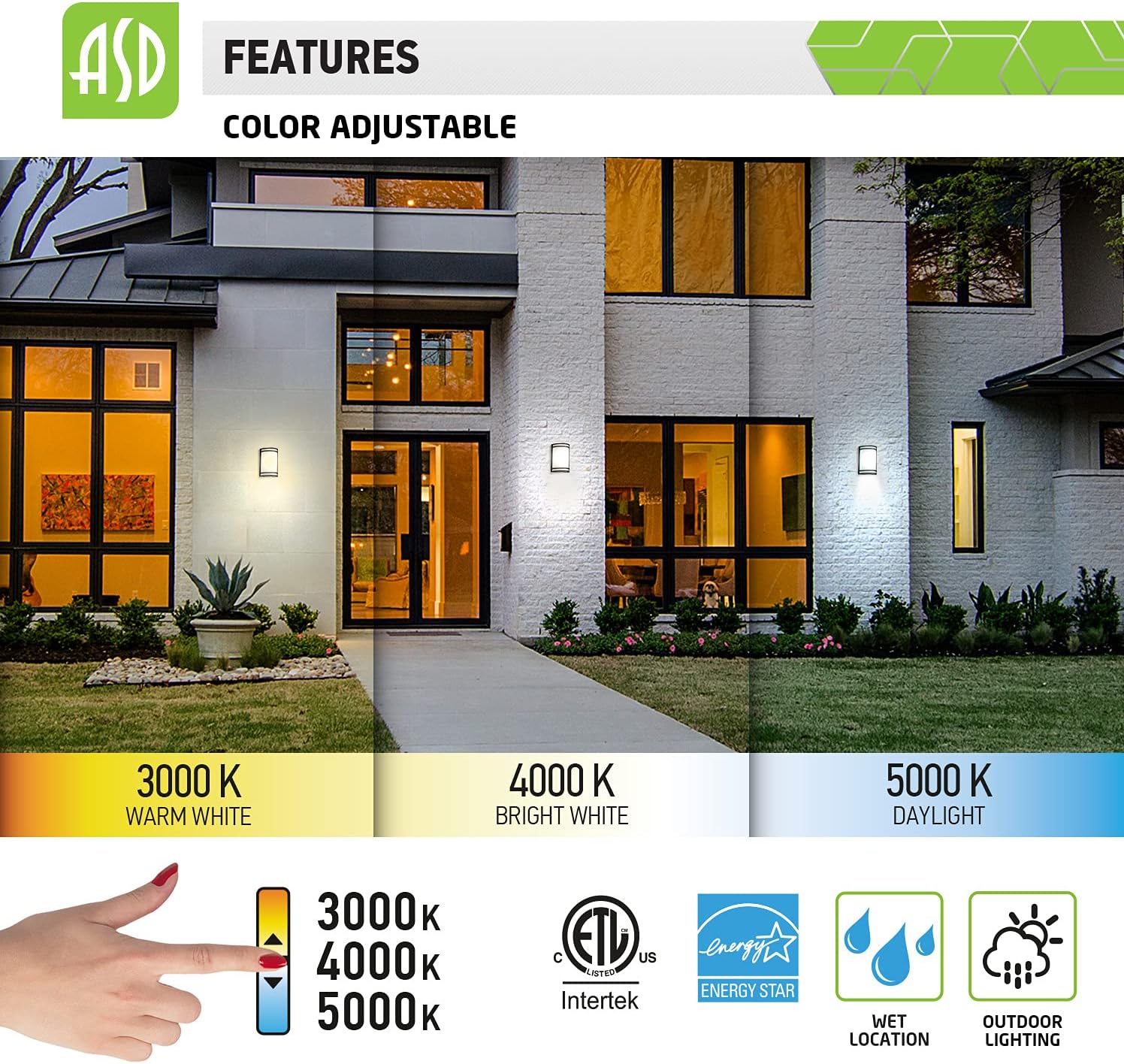 Buy ASD LED Wall Light Fixture | Half Cylinder 10 15W (120V) 950Lm 3000 ...