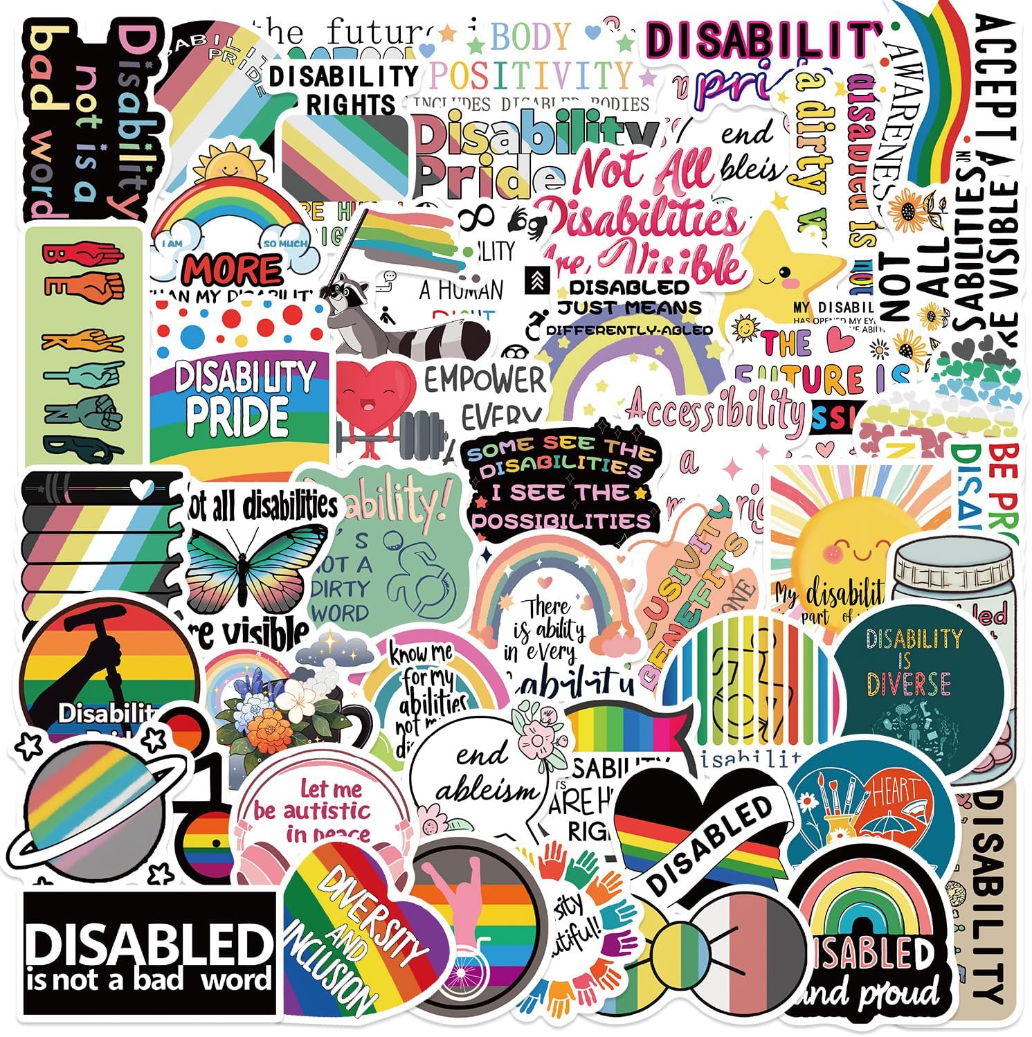 Amazon.com: 62pcs Disability Stickers Pack, Cartoon Cute Vinyl ...