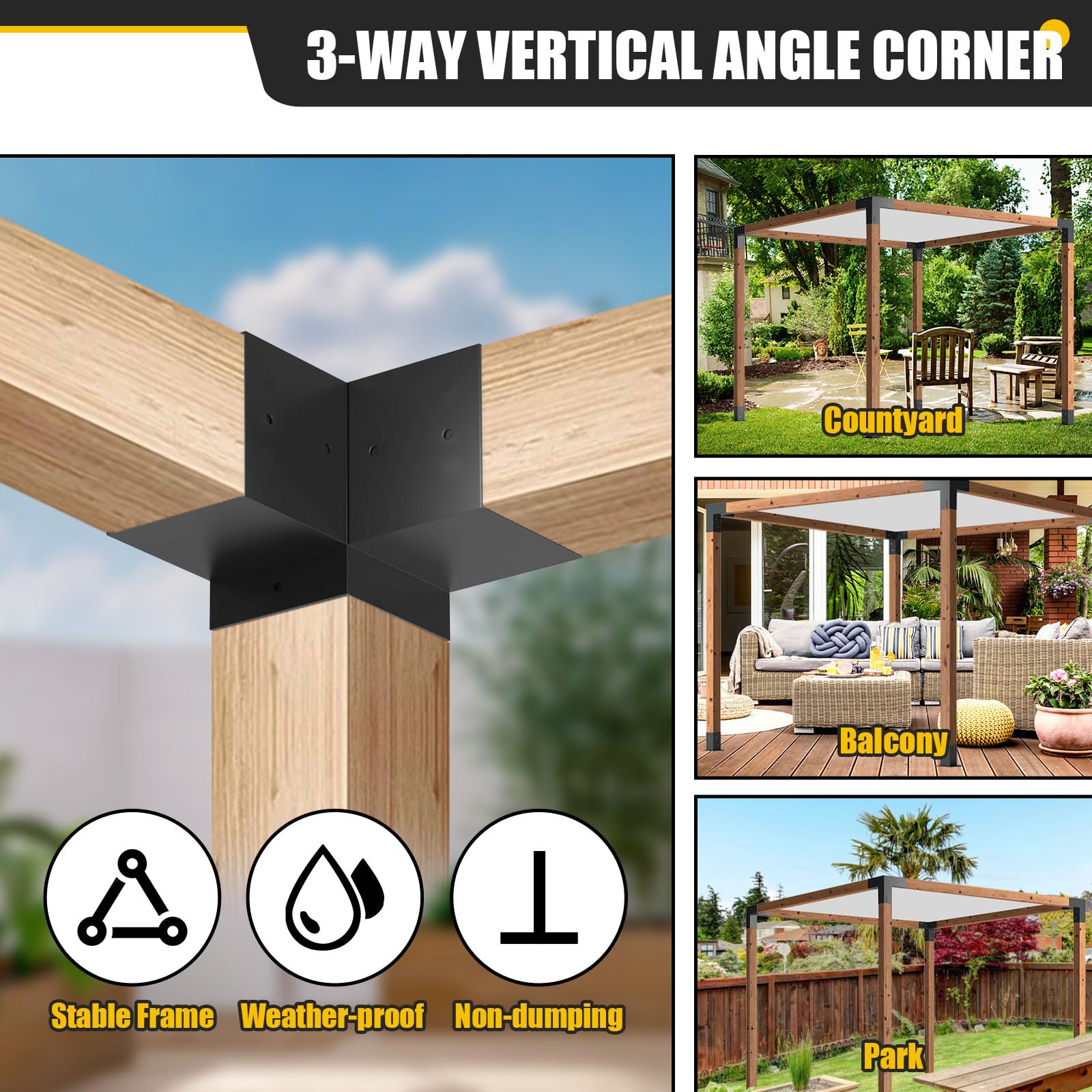 Snapklik.com : Kinchoix 4x4 Woodworks Pergola Brackets Kit, 3-Way ...